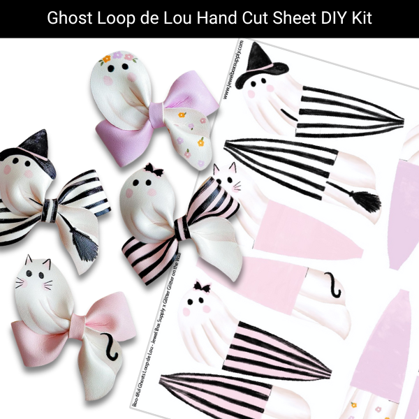 Pink and Black Boo-tiful Ghosts Loop de Lou Hand Cut Faux Leather Sheet - DIY – Pip Supply