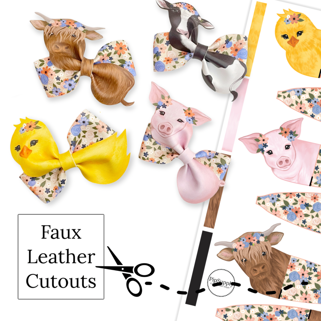 Farm Animals Faux Leather Loop De Lou DIY Hair Bows - Farm Animal Themed Loop de Lou Faux ...