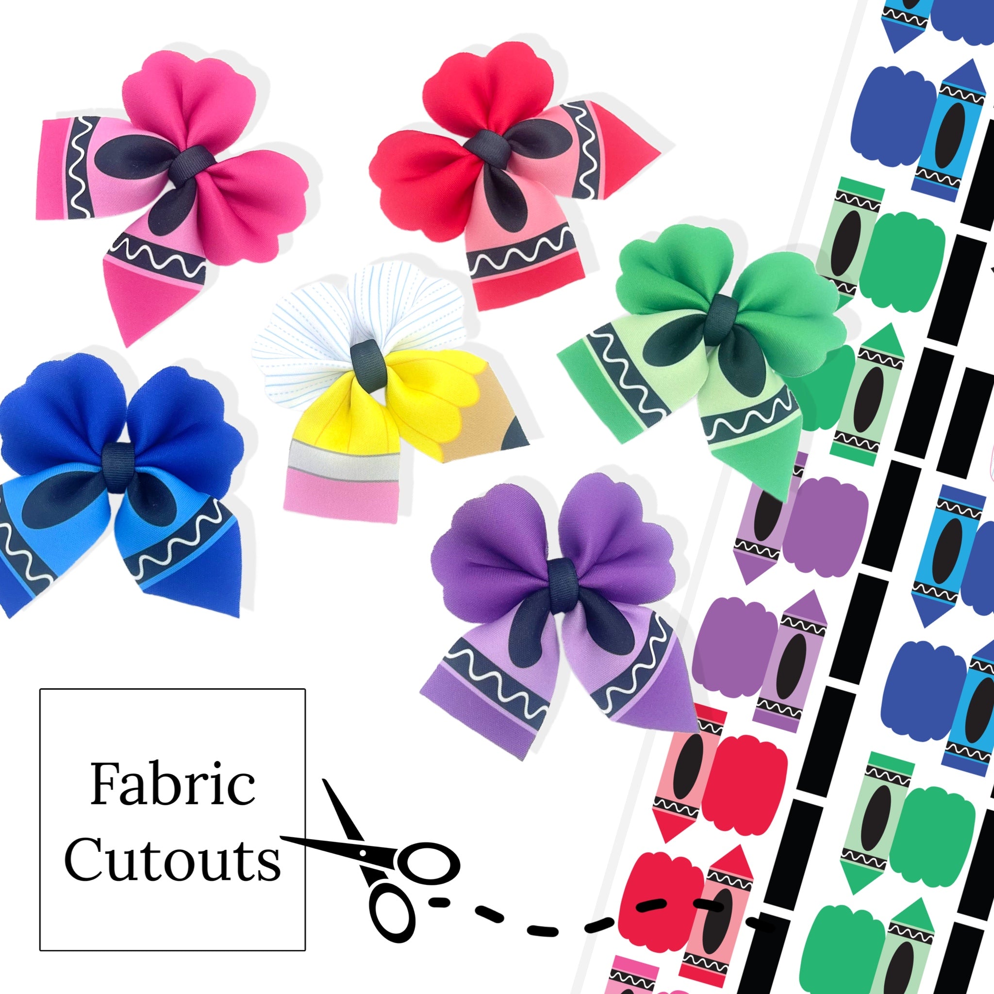 School MINI Crayon & Pencil Bubble Neoprene DIY Hair Bows - PIPS ...