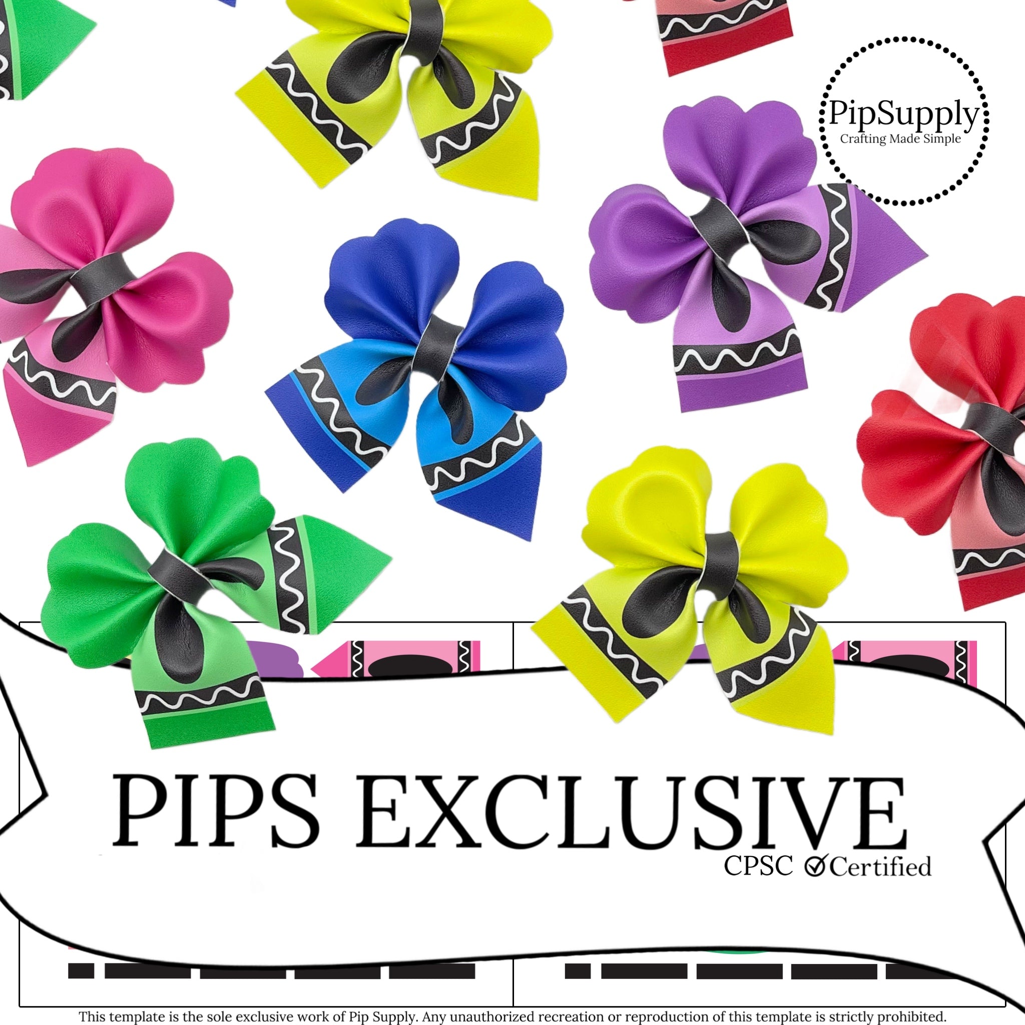 Bright School Mini Crayon PIGGIE Faux Leather DIY Hair Bows & Craft ...