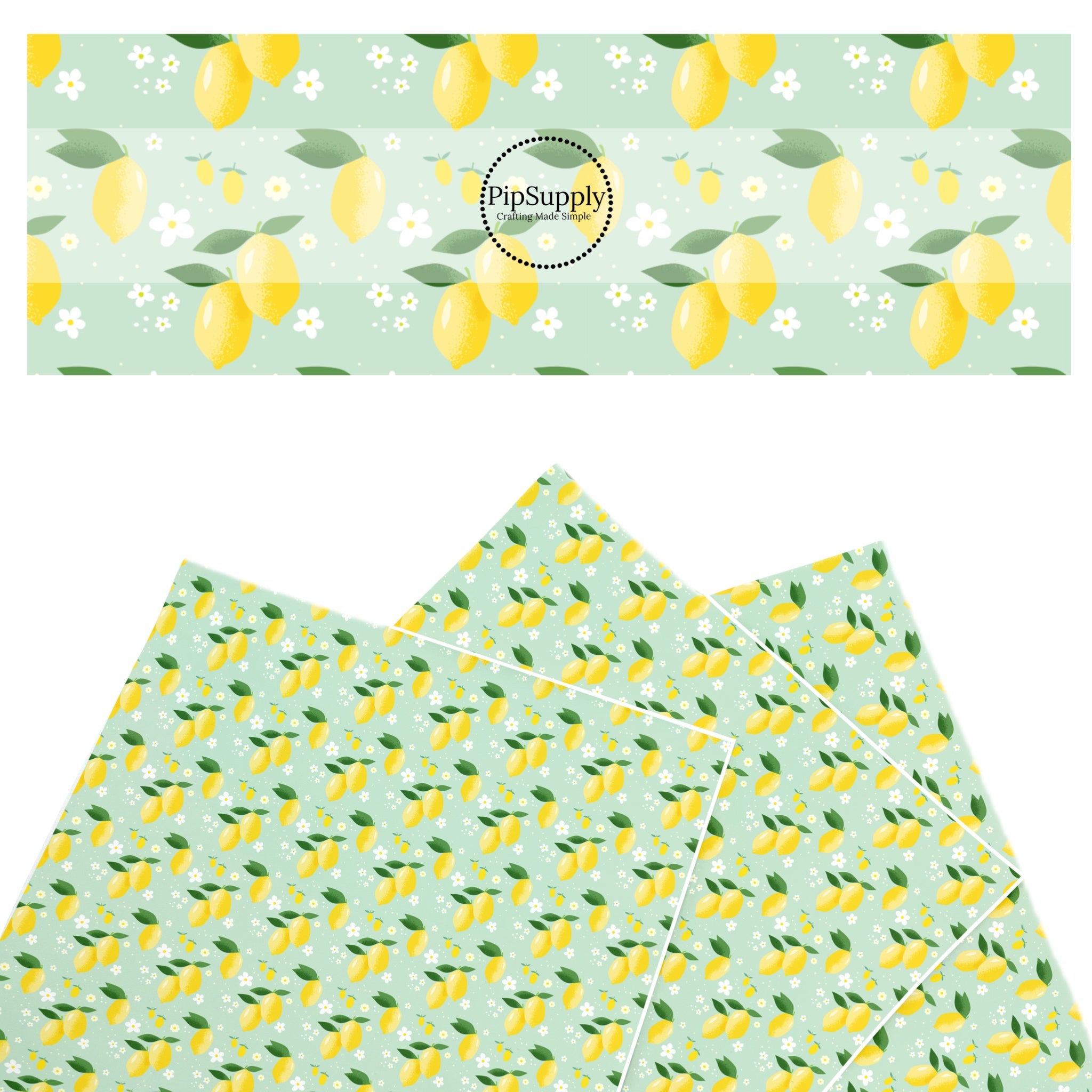 Spring Fruit and Flowers Faux Leather Sheets - Aqua Lemon Daisy Faux Leather Sheets – Pip Supply