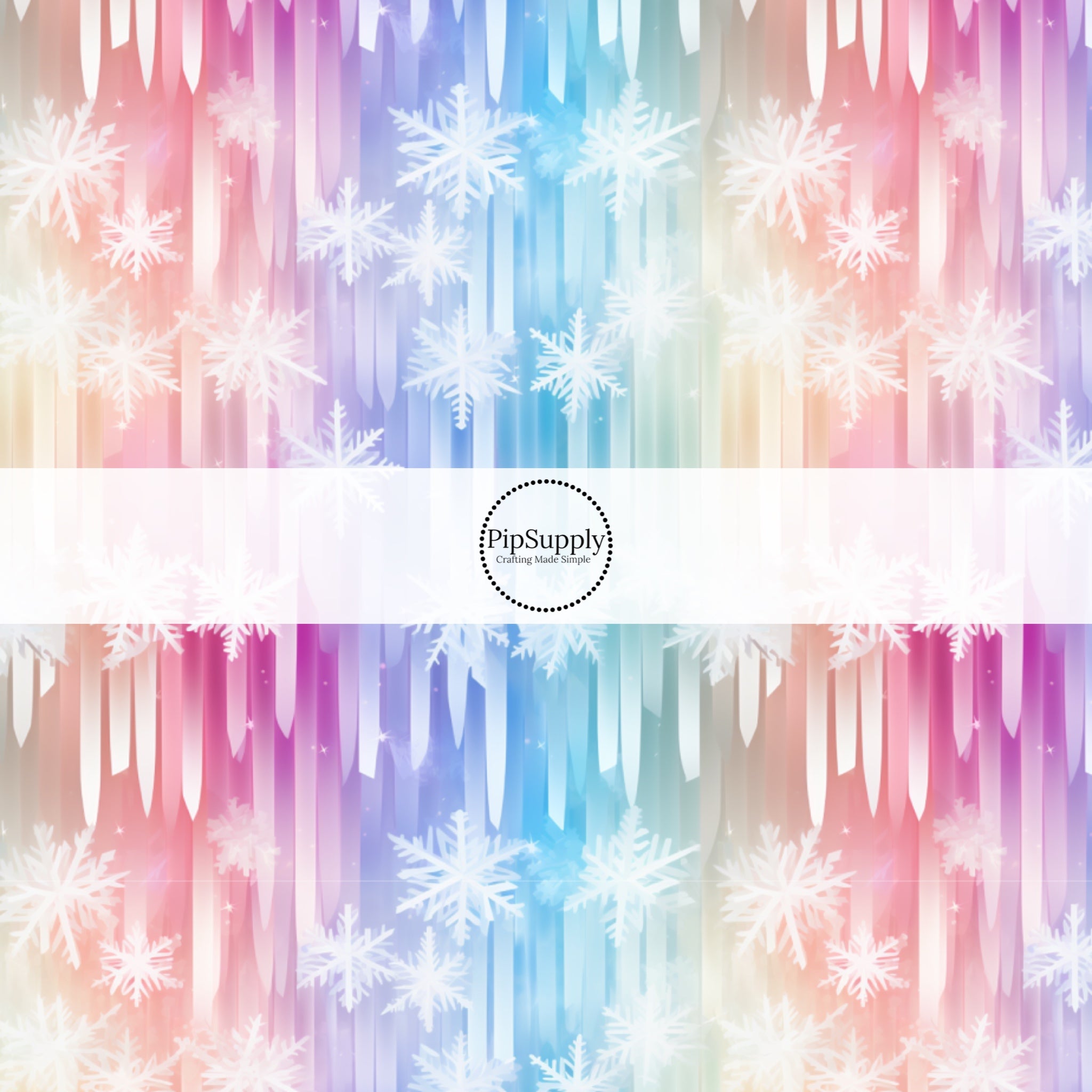 Pastel Multi Winter Falling Rainbow Snowflake Fabric By The Yard – Pip ...