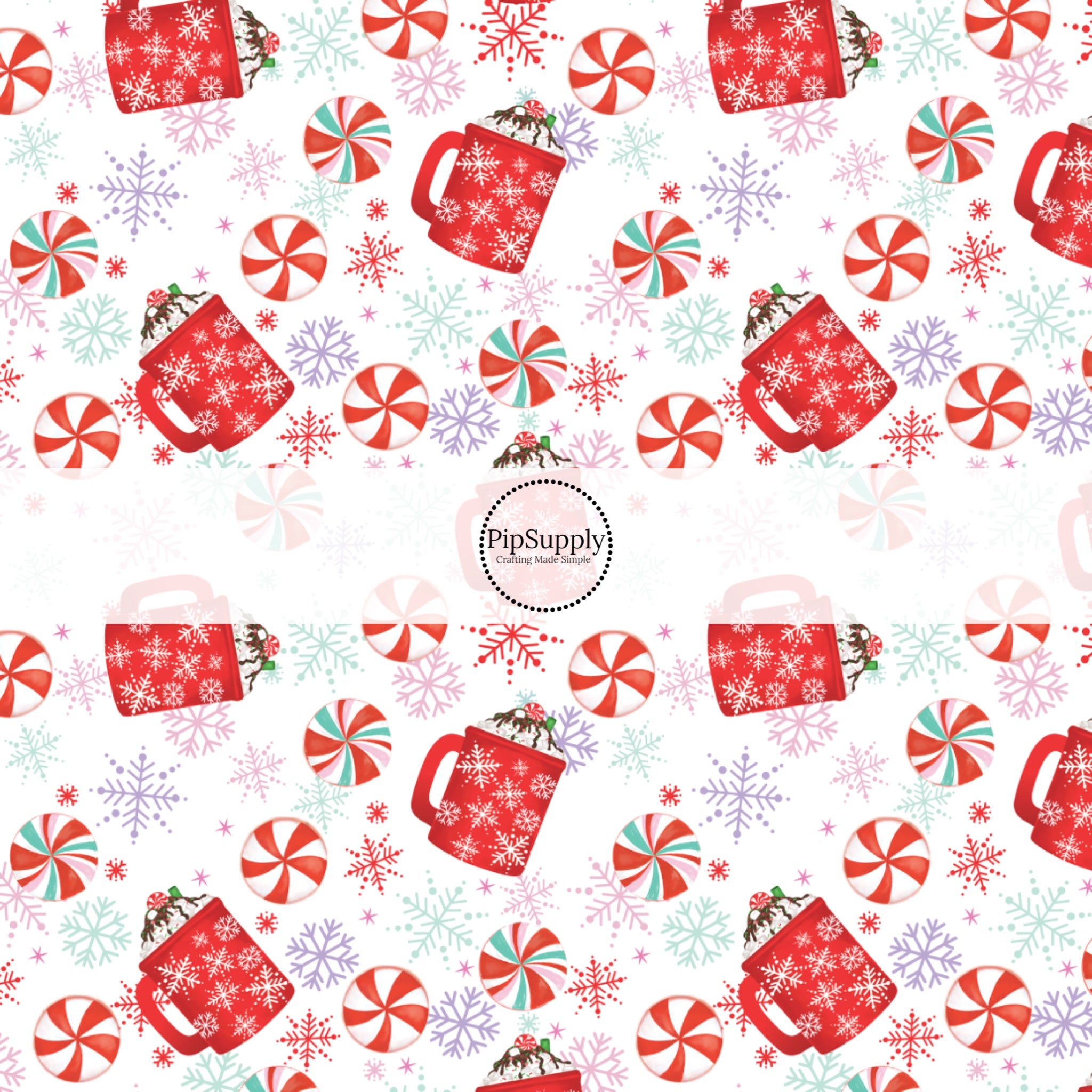 Winter Pattern Fabric By The Yard - Peppermint Hot Chocolate Fabric By The Yard – Pip Supply
