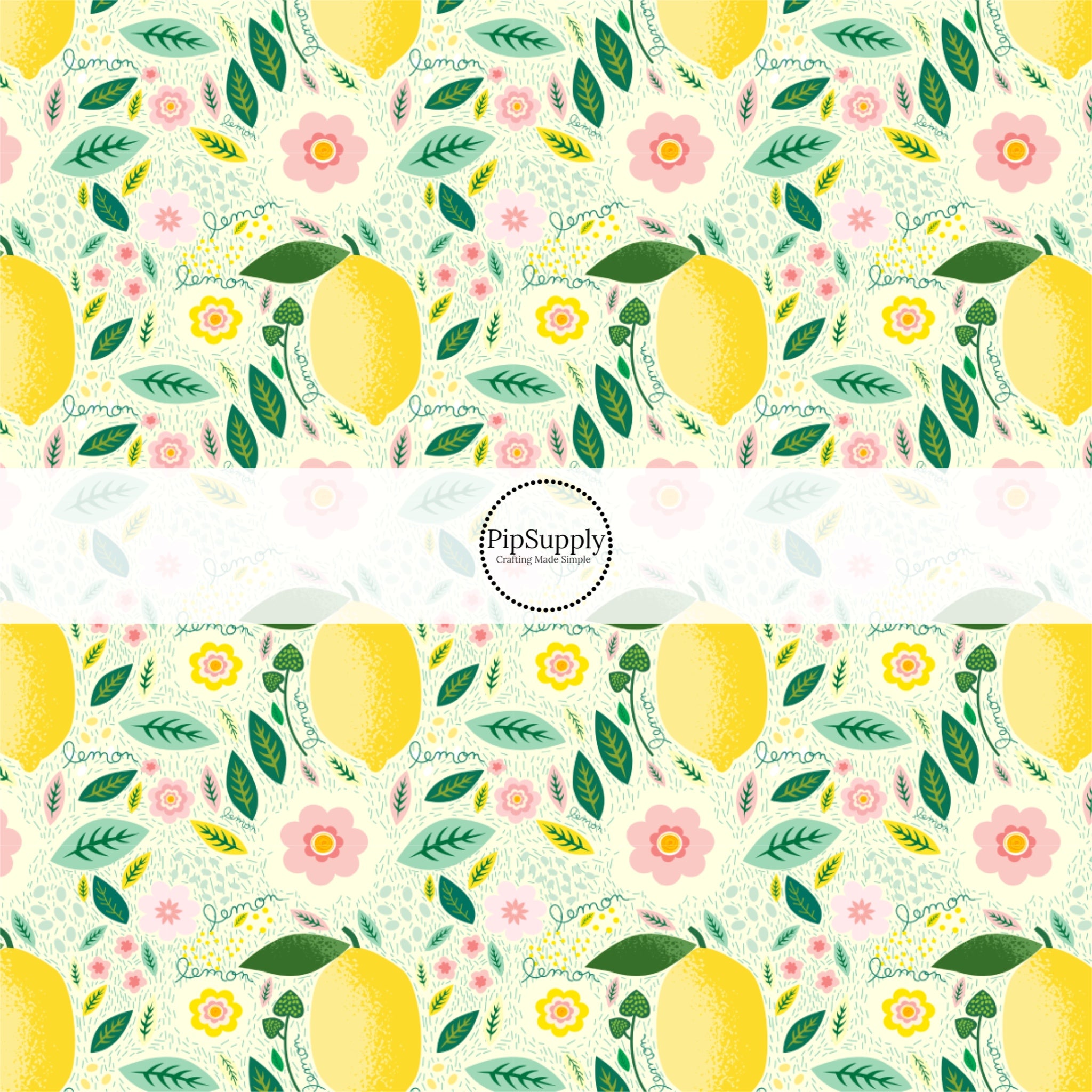 Spring Fruit and Flowers Fabric By The Yard - Sketched Lemon Cream Fabric By The Yard – Pip Supply