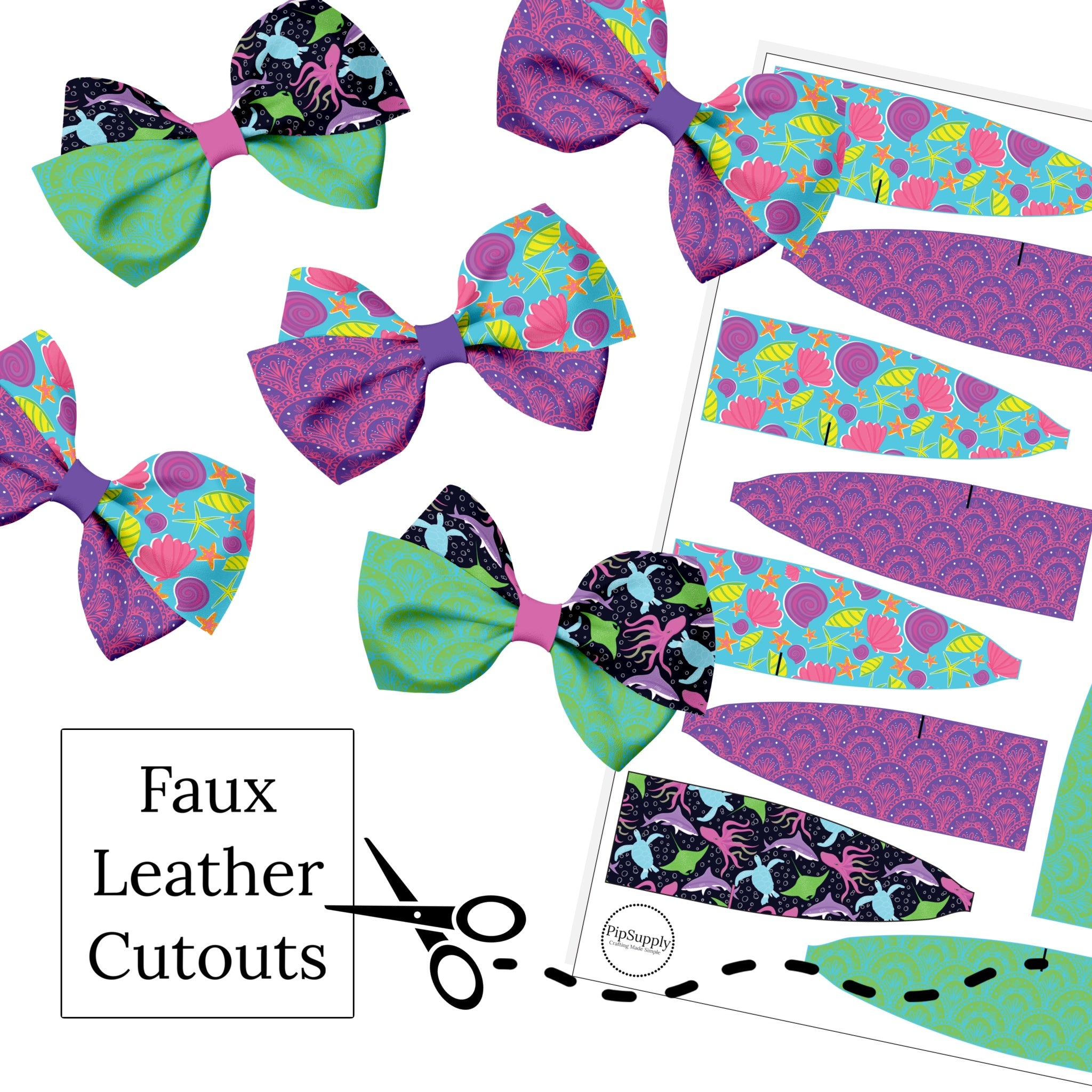 Ocean Loop De Lou DIY Hair Bows - Under The Sea Loop de Lou Faux Leather DIY Hair Bows – Pip Supply