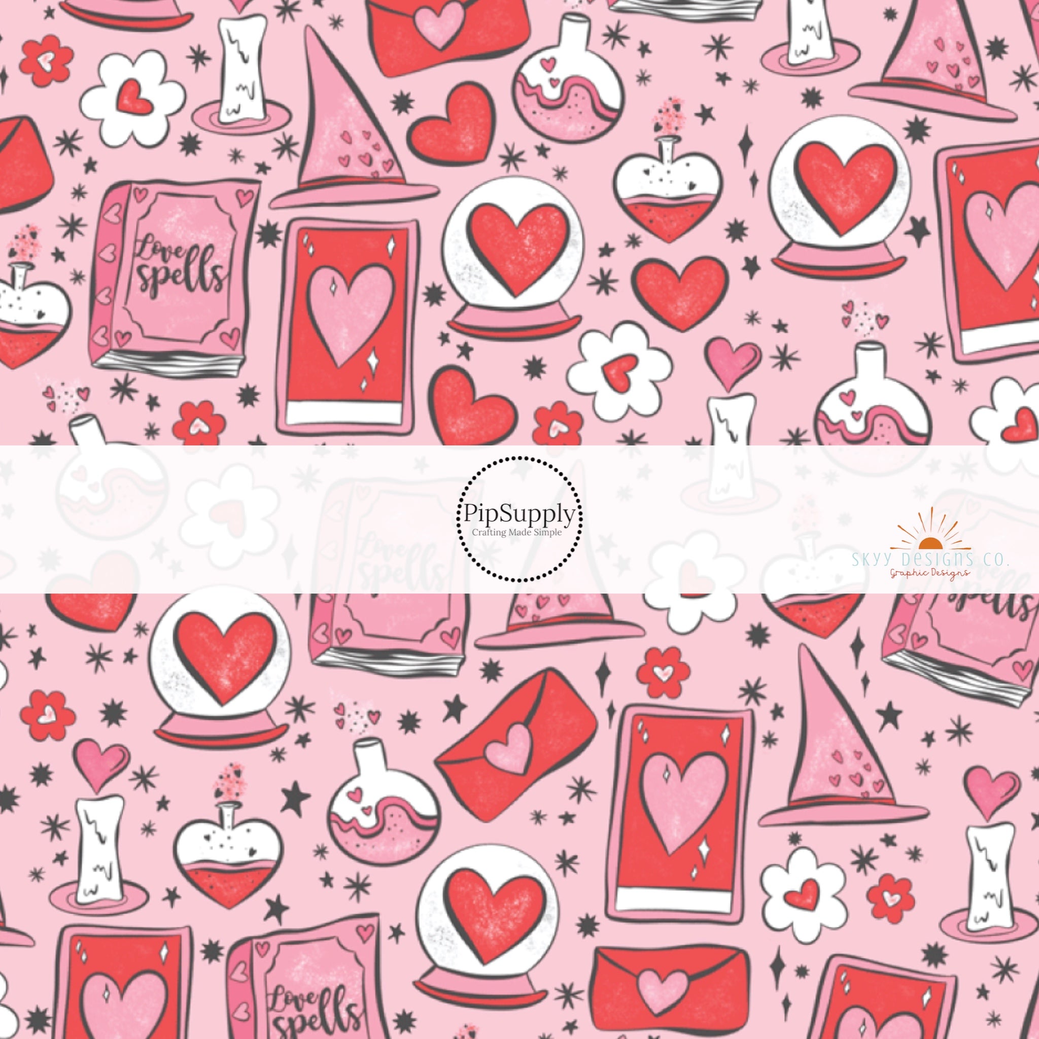 Pink Love Potion Valentine's Day Fabric by the Yard - Love Potion ...