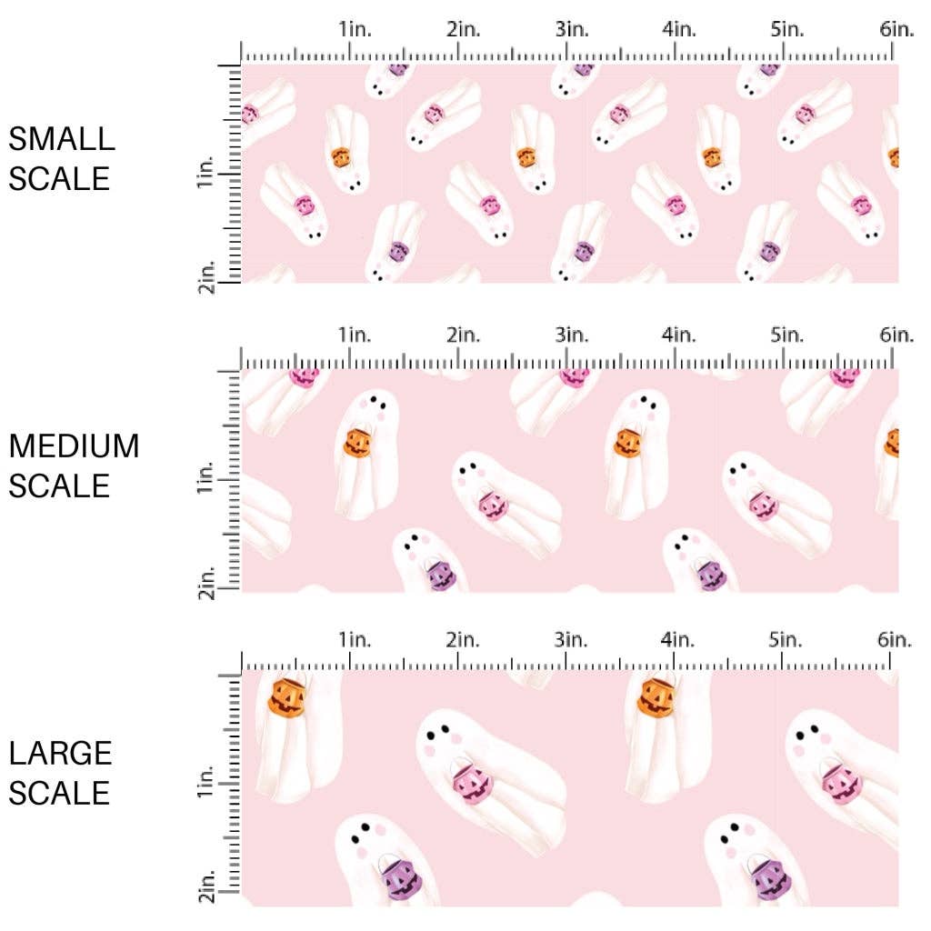 Trick or Treatin’ Ghosts Pale Pink Fabric By The Yard – Pip Supply