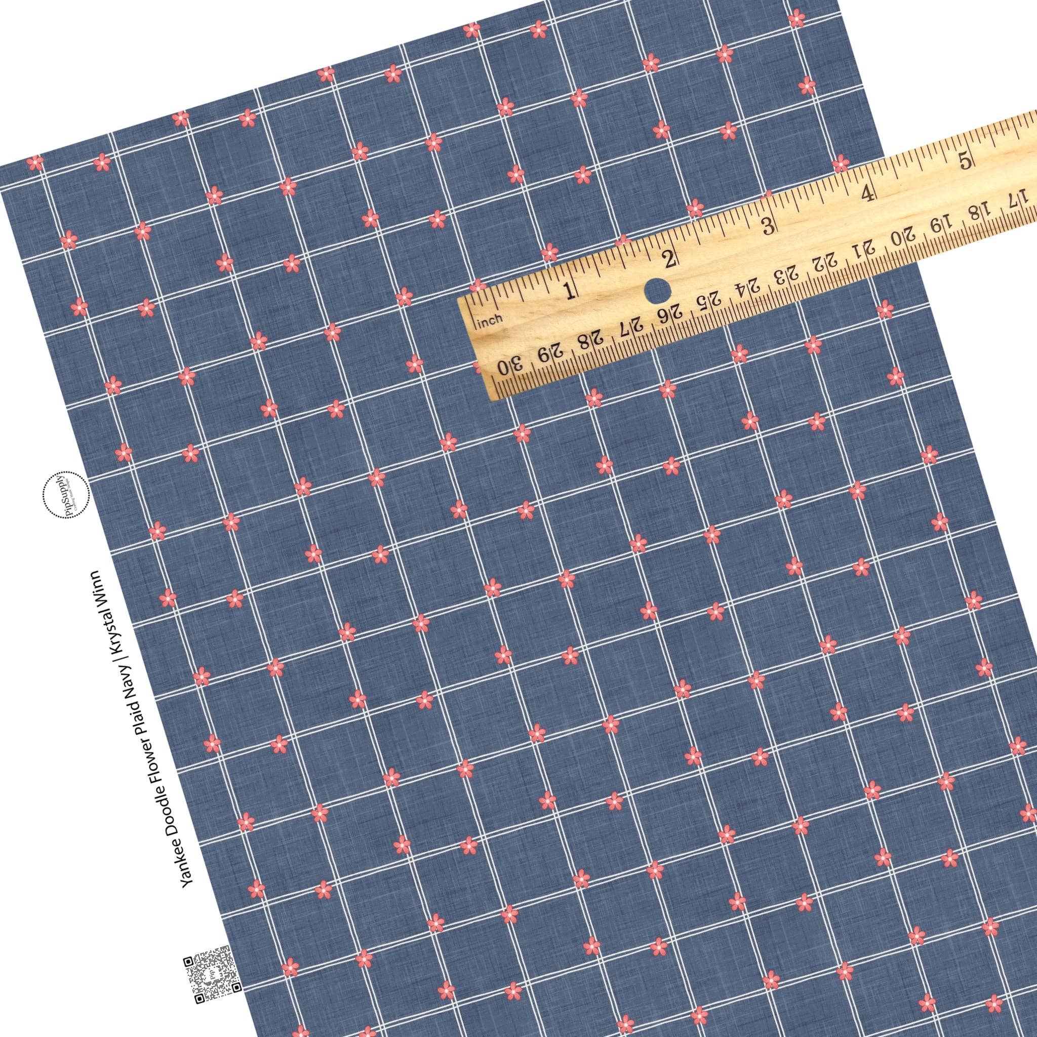 Yankee Doodle Flower Plaid Navy Faux Leather Sheets – Pip Supply