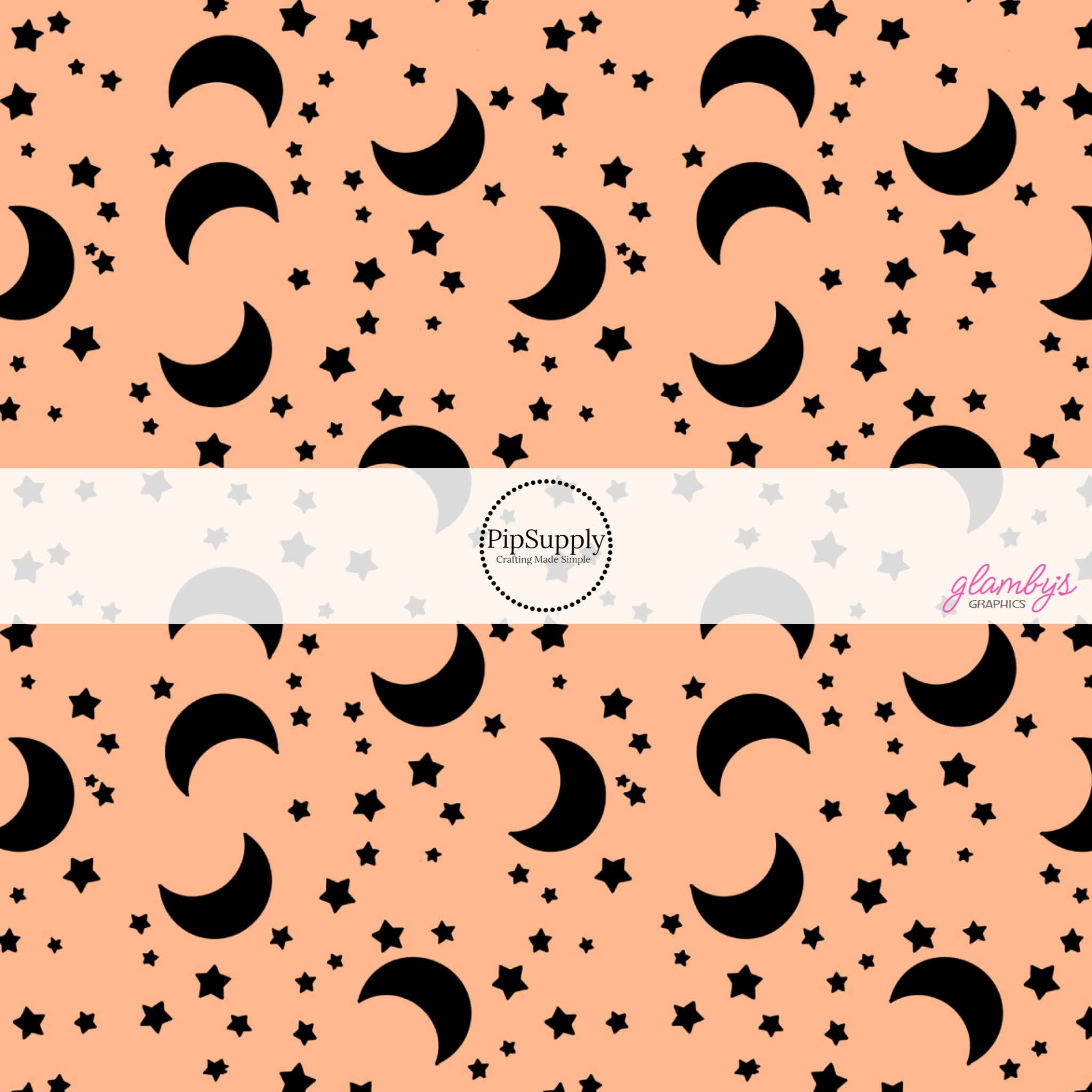 Moons and Stars Tangerine Hair Bow Strips – Pip Supply