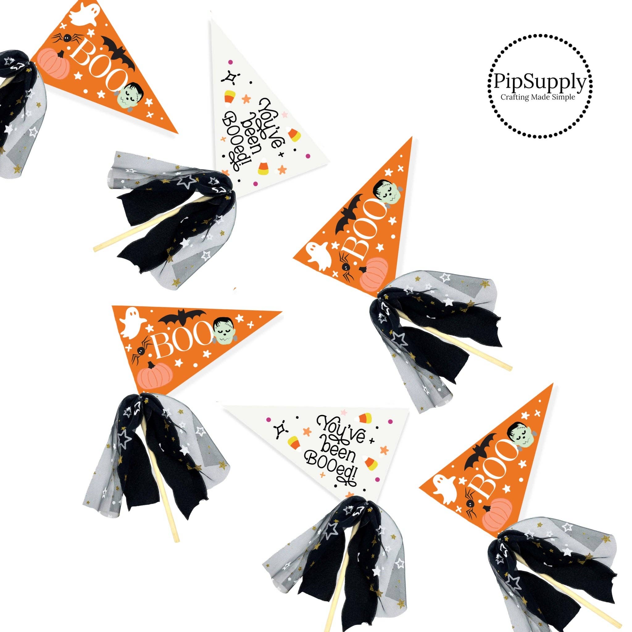 Mini Frank and Ghouls Booed Faux Leather Pennant Flags - DIY – Pip Supply