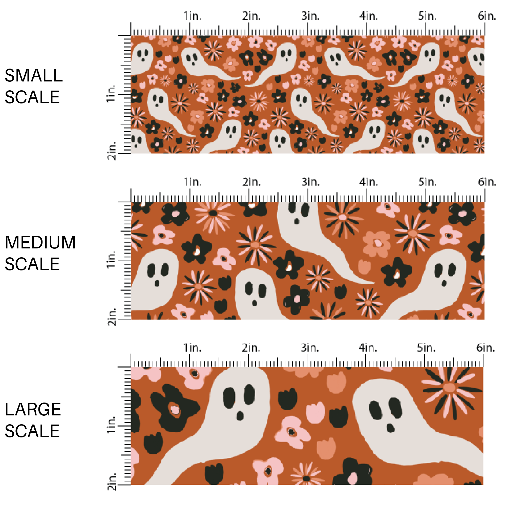 Ghosts and Florals Rust Fabric By The Yard – Pip Supply