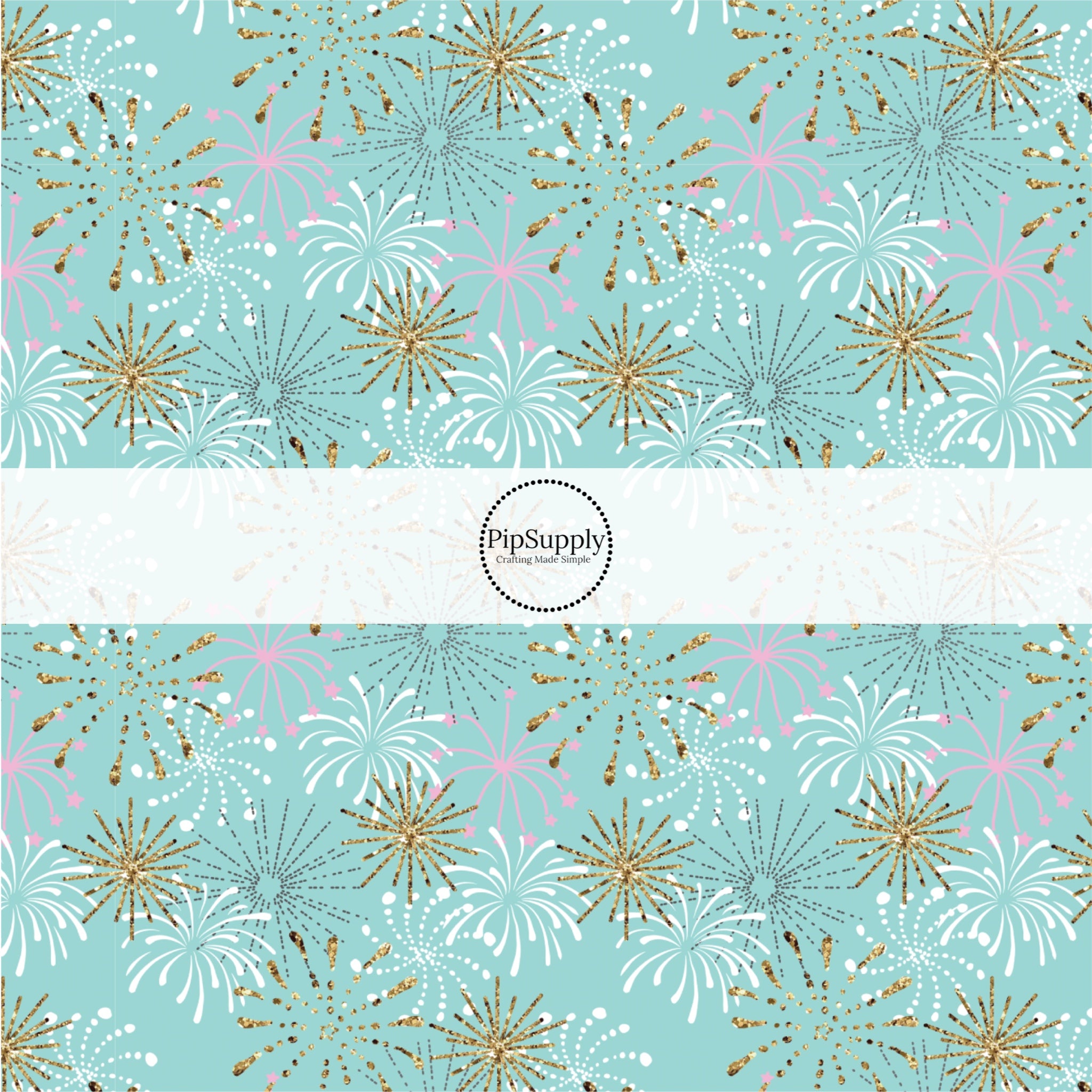 Firework Fabric by the Yard - Aqua Fireworks Fabric By The Yard – Pip ...