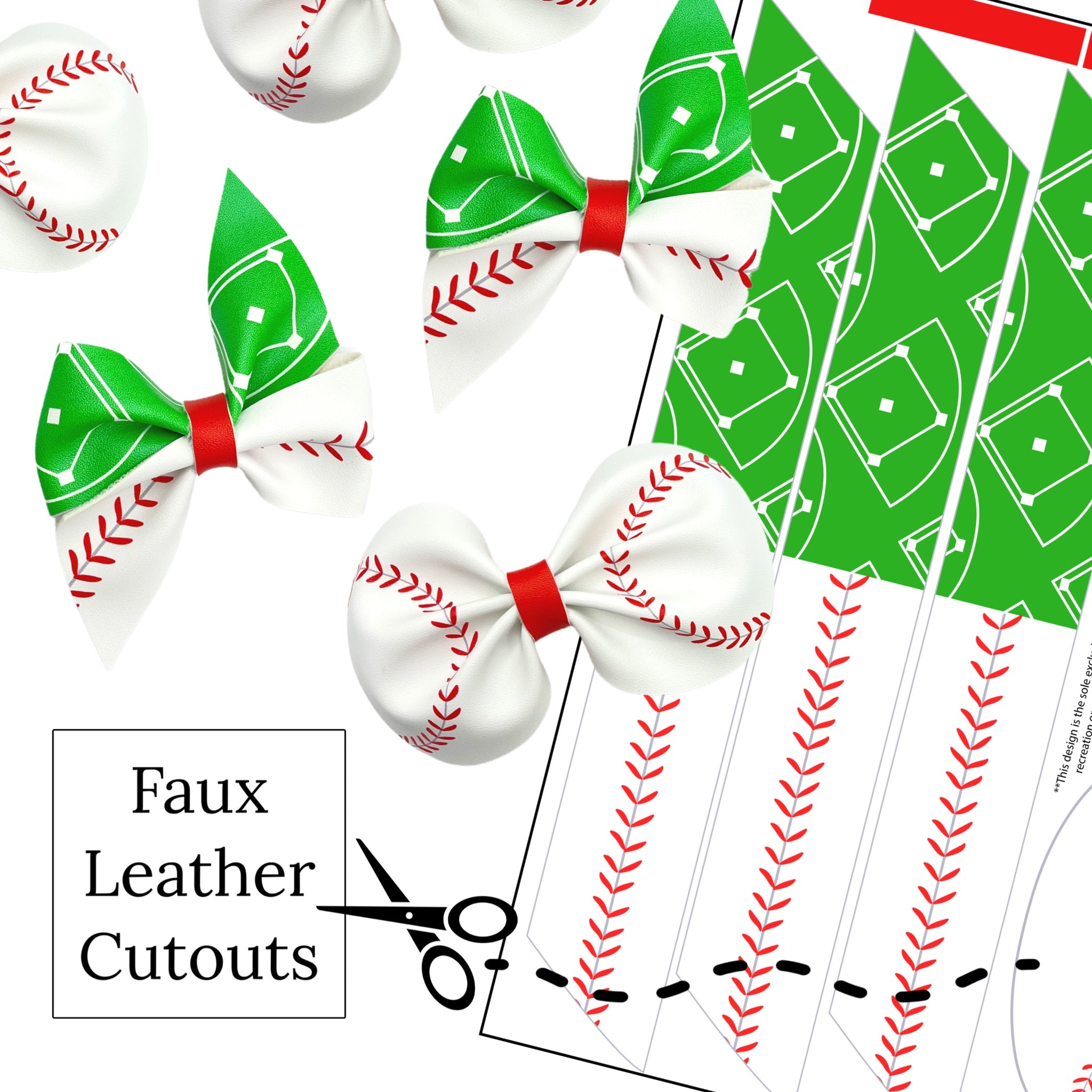 Baseball Stitching Hair Bows - Baseball Pinwheel Hair Bows Faux Leather ...