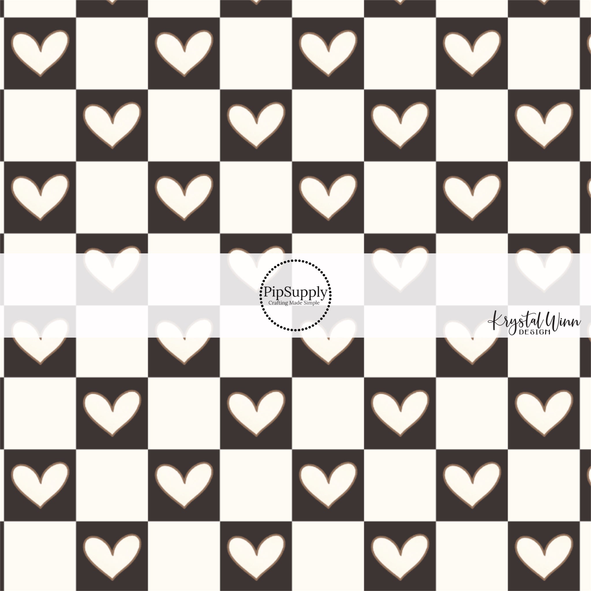 Heart Fabric By The Yard - Black and White Heart Checker Fabric ...