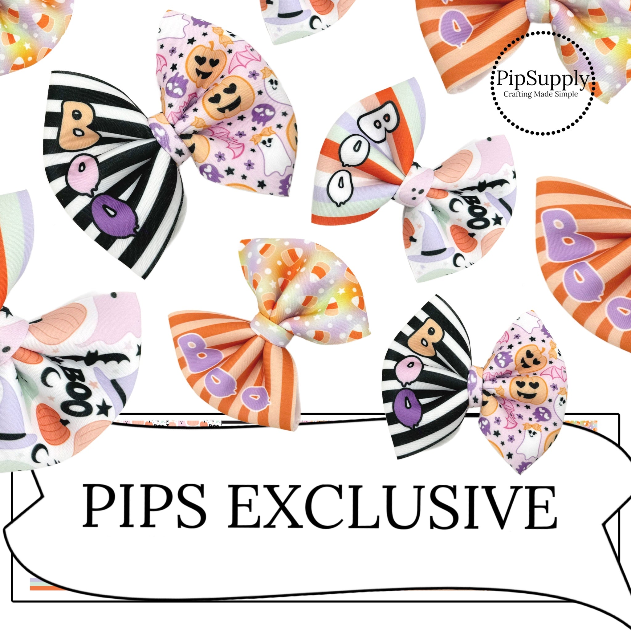 BOO Halloween Stripe Pinch Neoprene DIY Hair Bows – Pip Supply