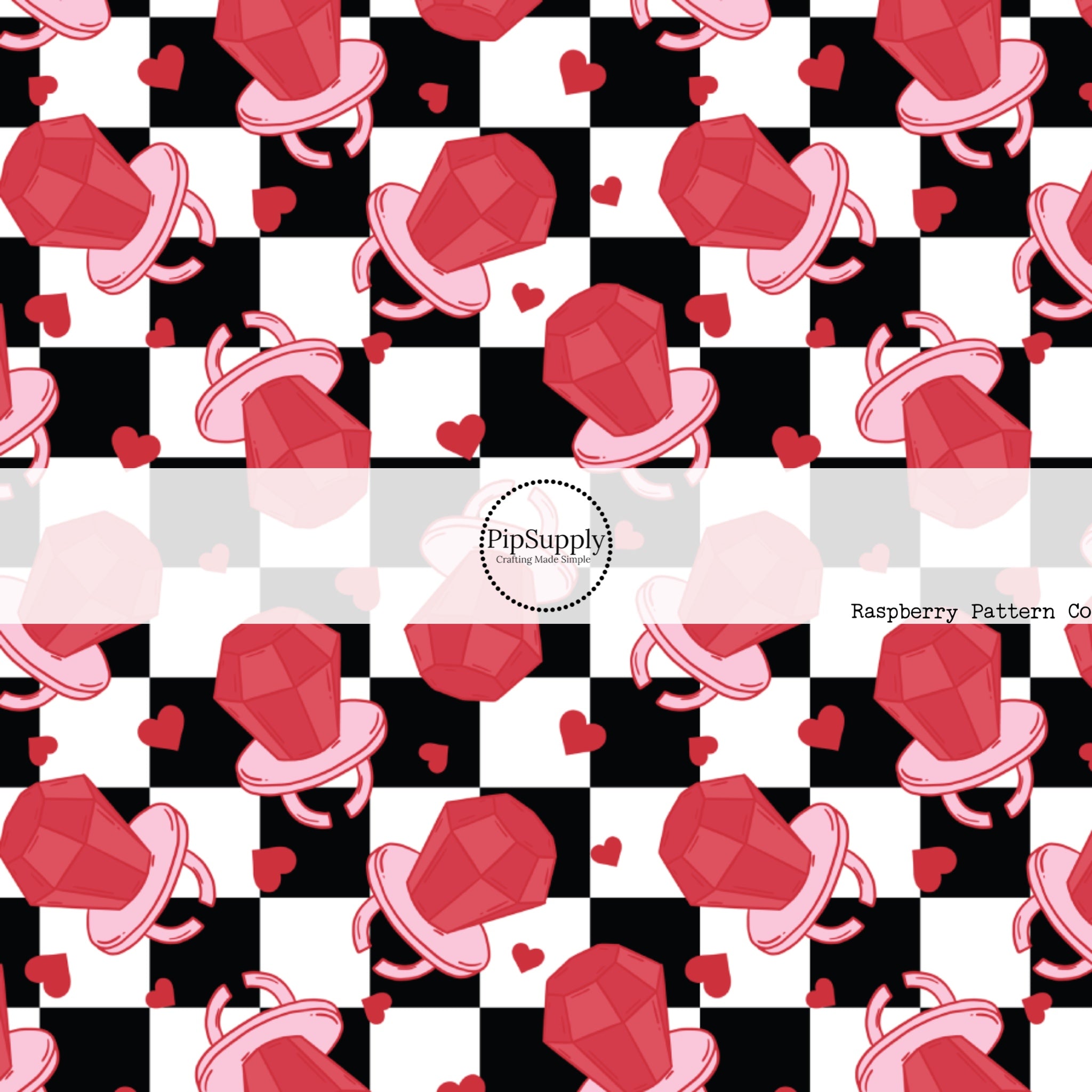 Valentine's Day Fabric By The Yard - Cherry Ring Pop Checkered Fabric ...