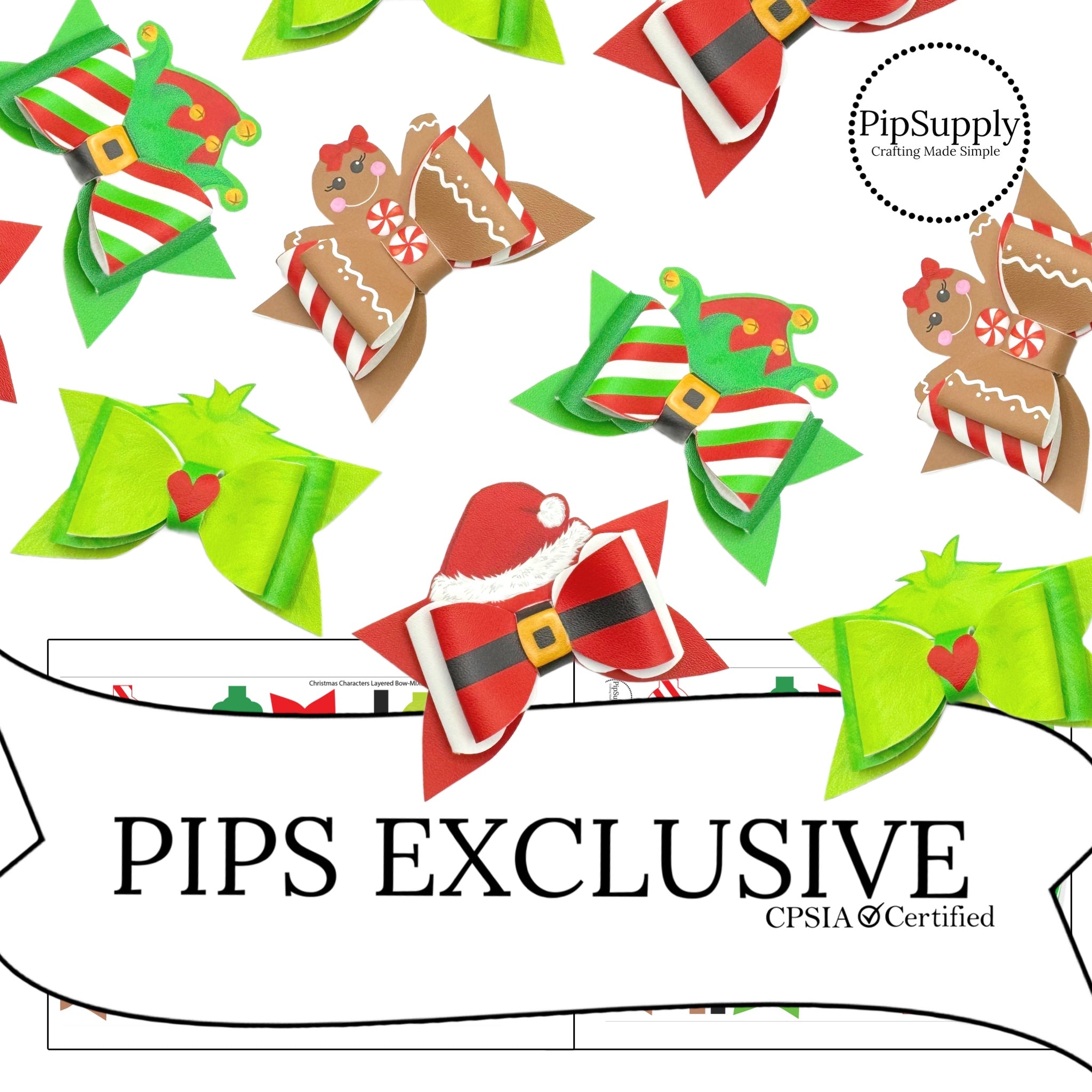 Christmas Characters Layered Faux Leather DIY Hair Bow – Pip Supply