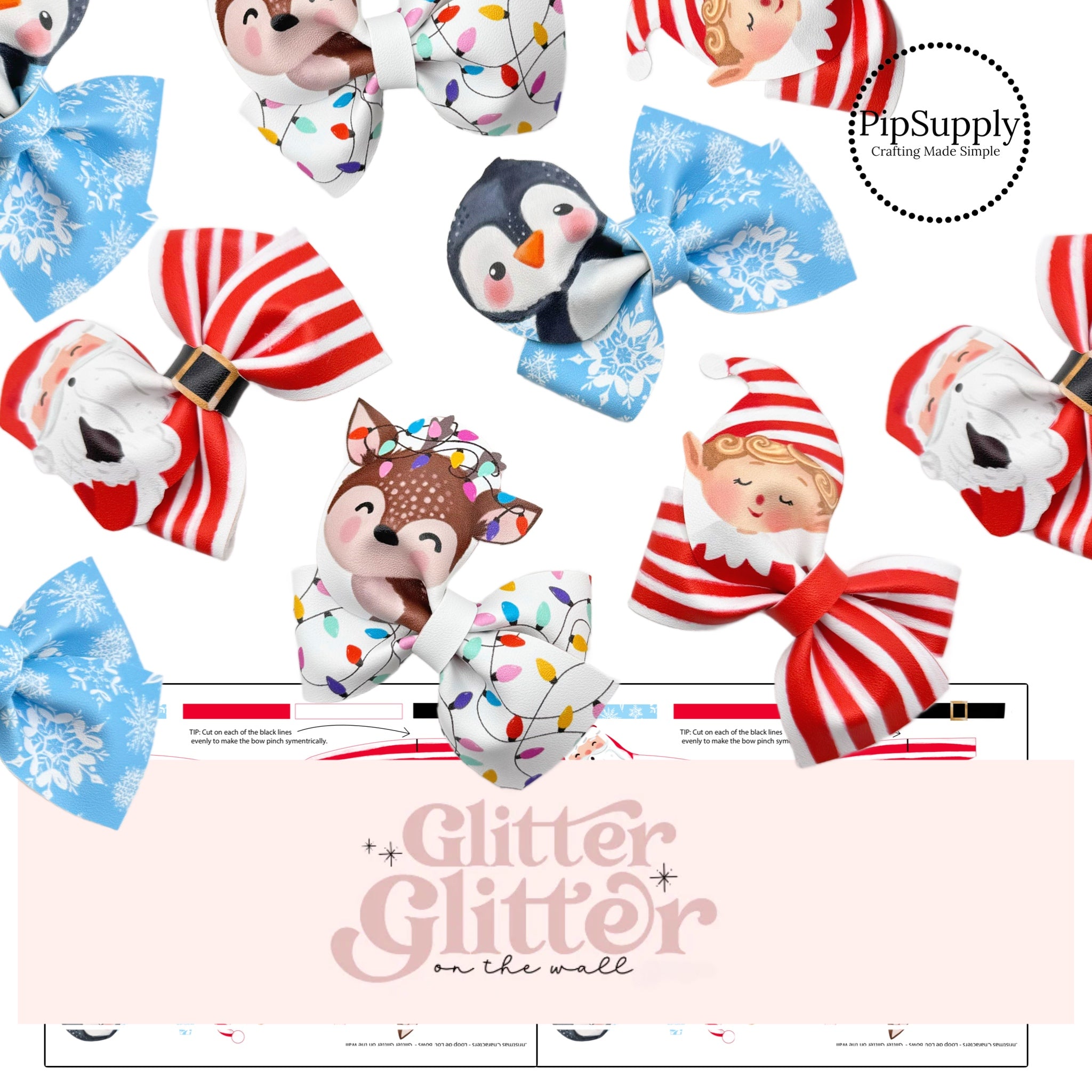 Santa, Elf and Penguin Christmas Characters Loop de Lou Bow Hand Cut ...