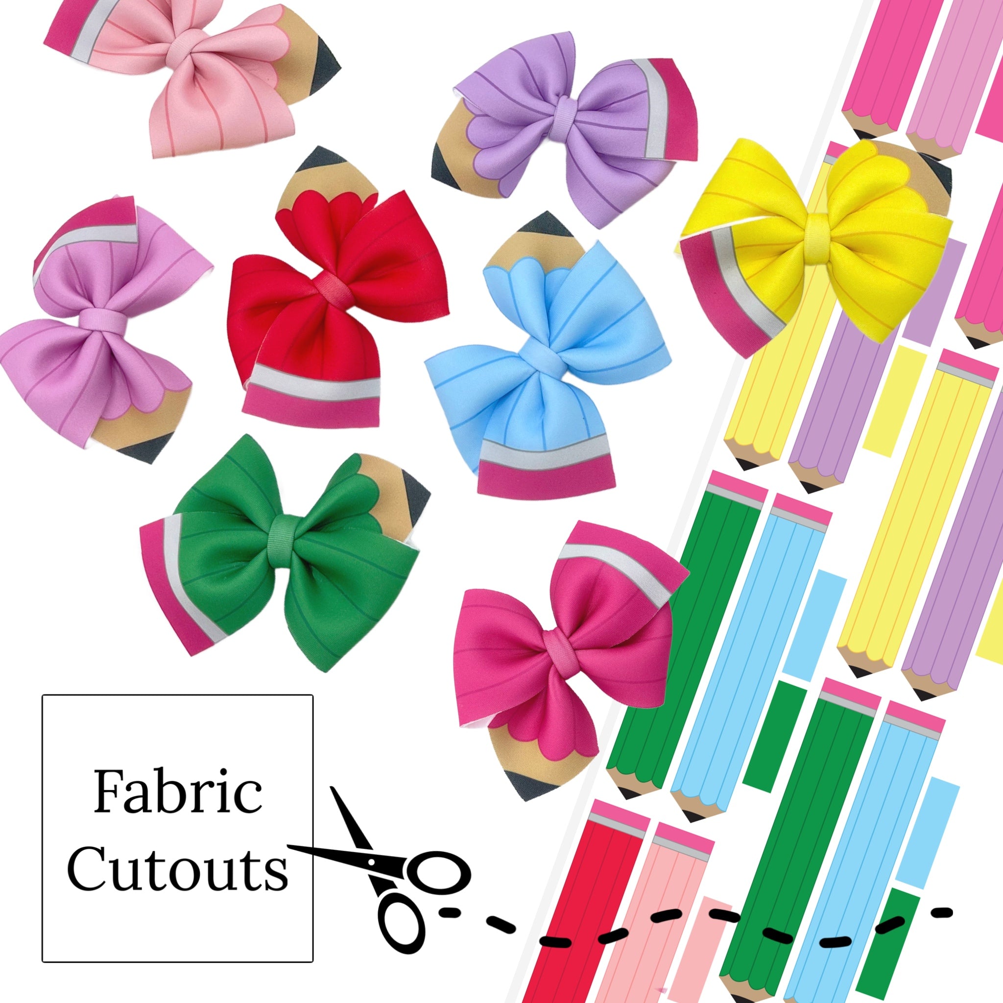 School Themed Colored Pencils Pinwheel Neoprene DIY Hair Bows - PIPS ...