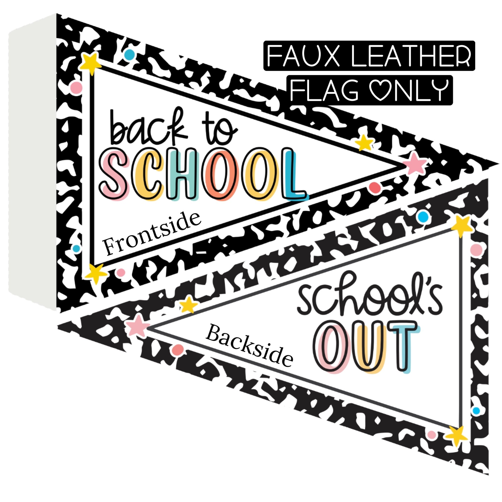 Back to School Flag Composition Notebook Picture Sign Faux Leather ...