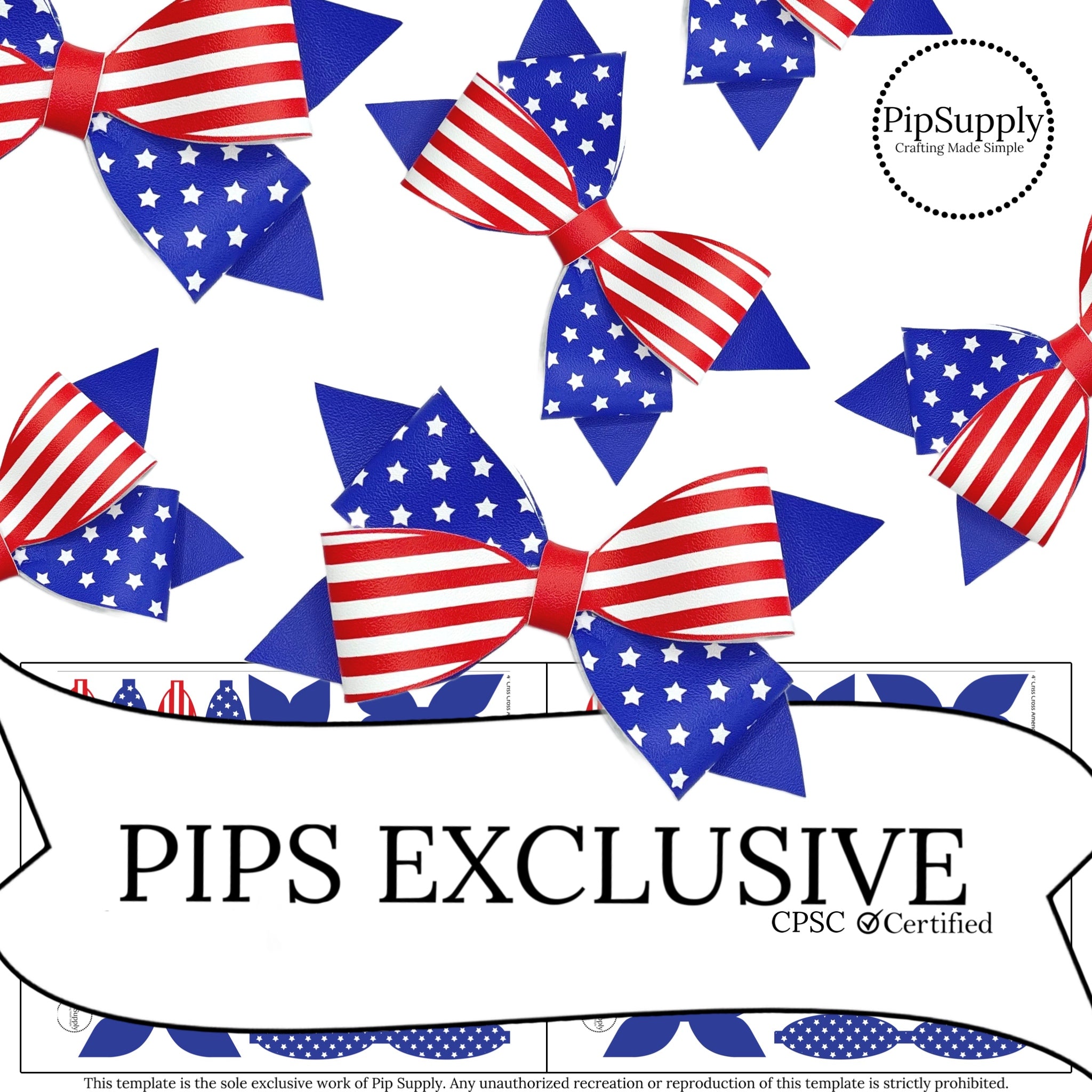 Layered American Flag Hair Bows - Criss Cross American Flag Faux ...