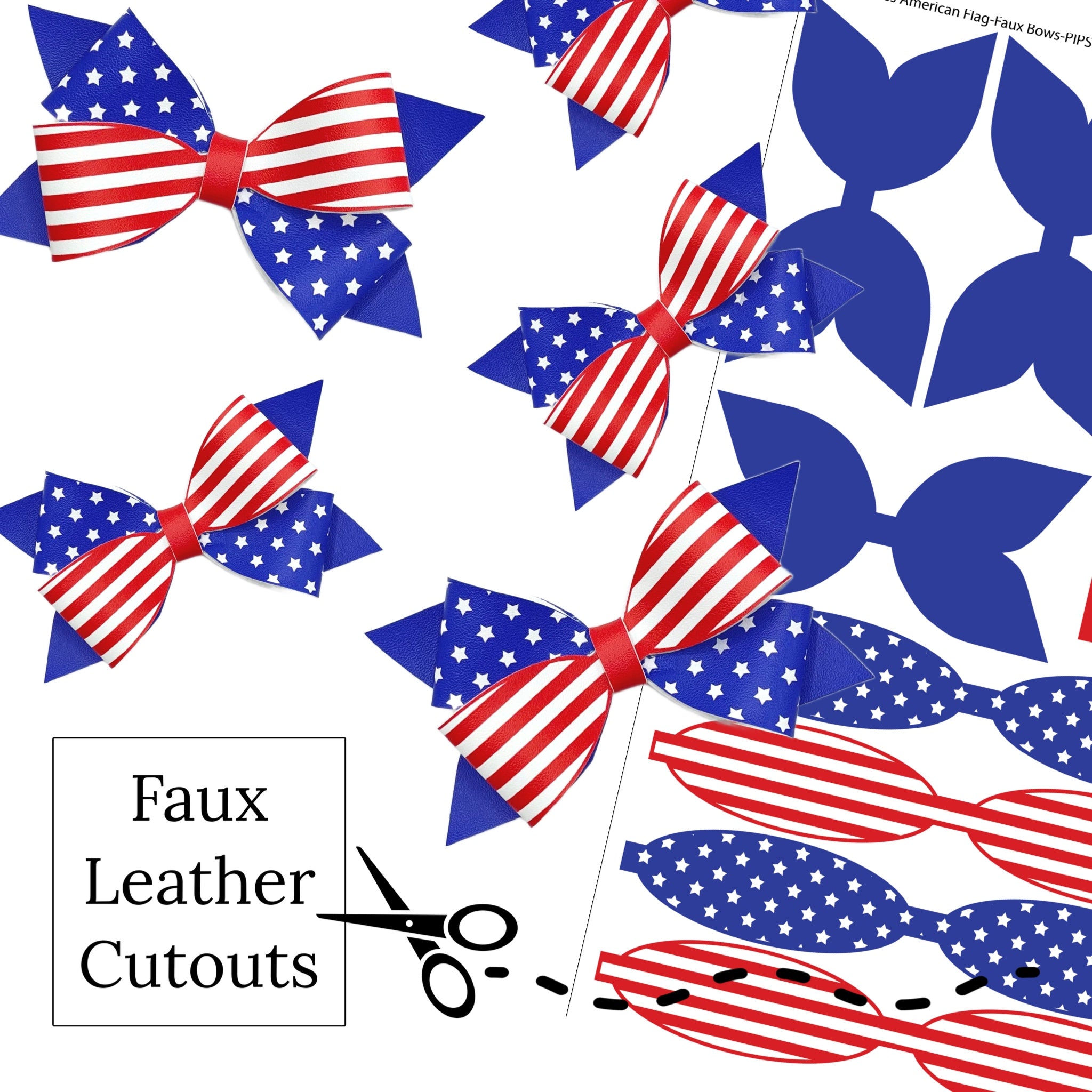 Layered American Flag Hair Bows - Criss Cross American Flag Faux ...