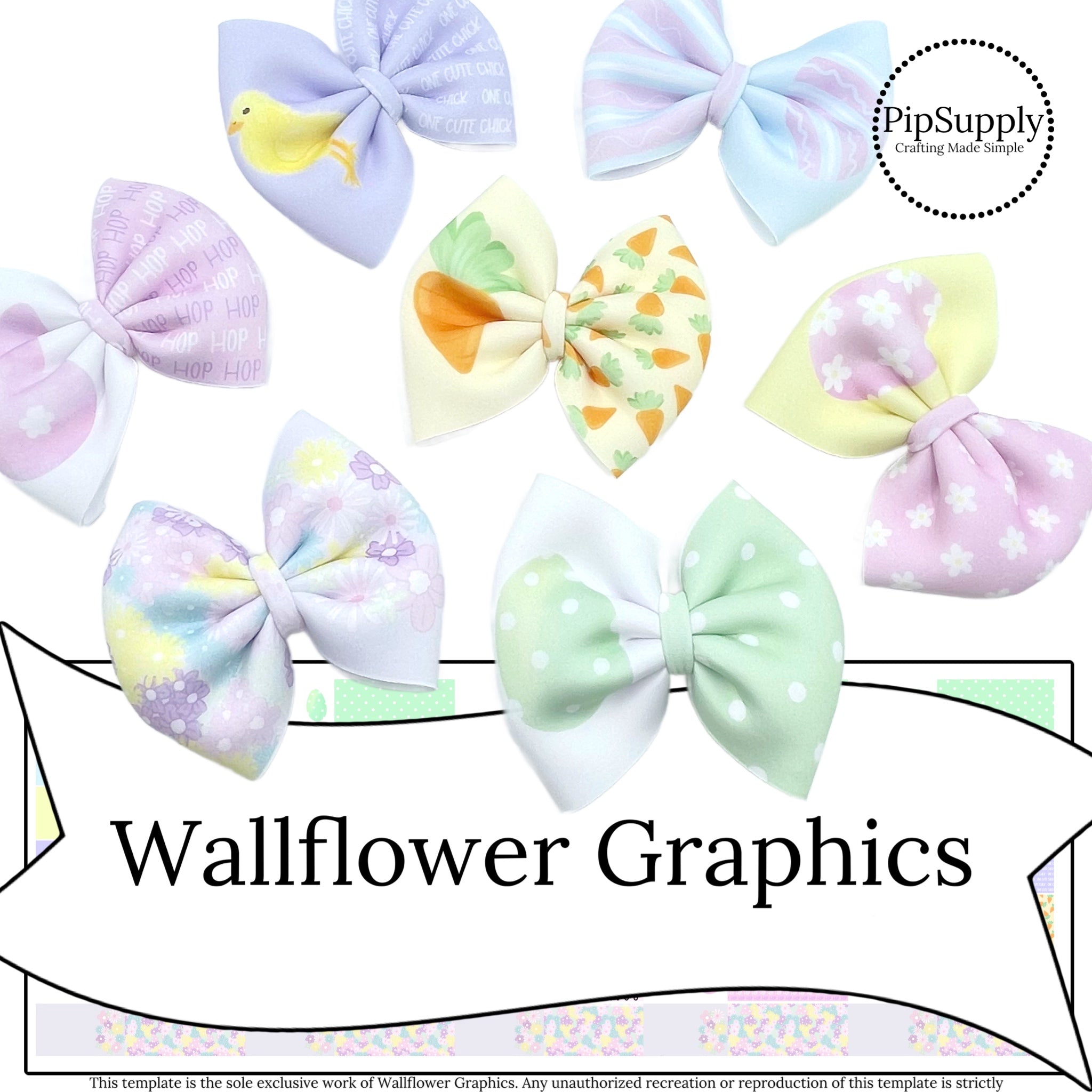Decorated Eggs and Bunnies Pastel Neoprene Hair Bow Strip Templates ...