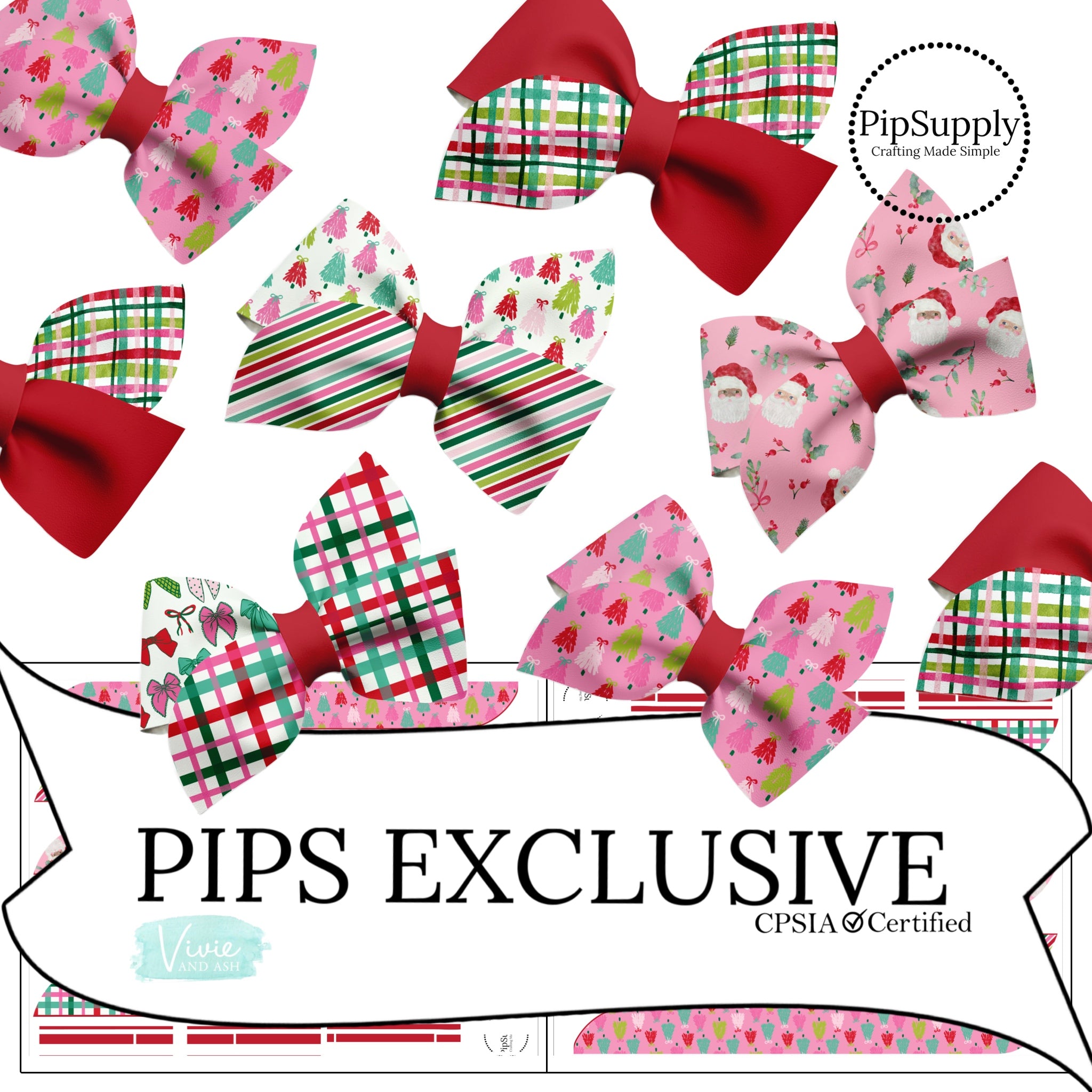Festive Holiday Pinwheel Faux Leather DIY Hair Bows – Pip Supply