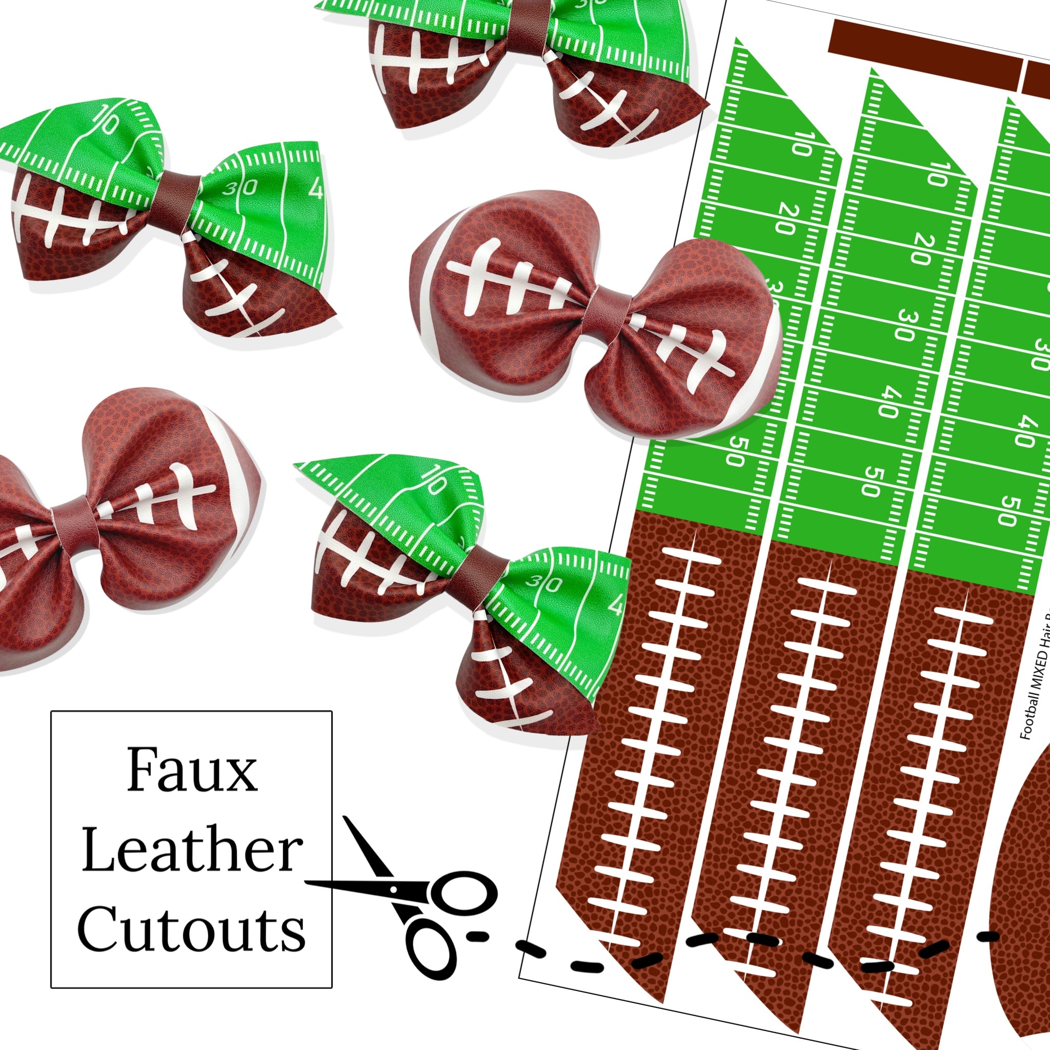 Football and Football Field Hair Bows - Football Pinwheel Hair Bows ...