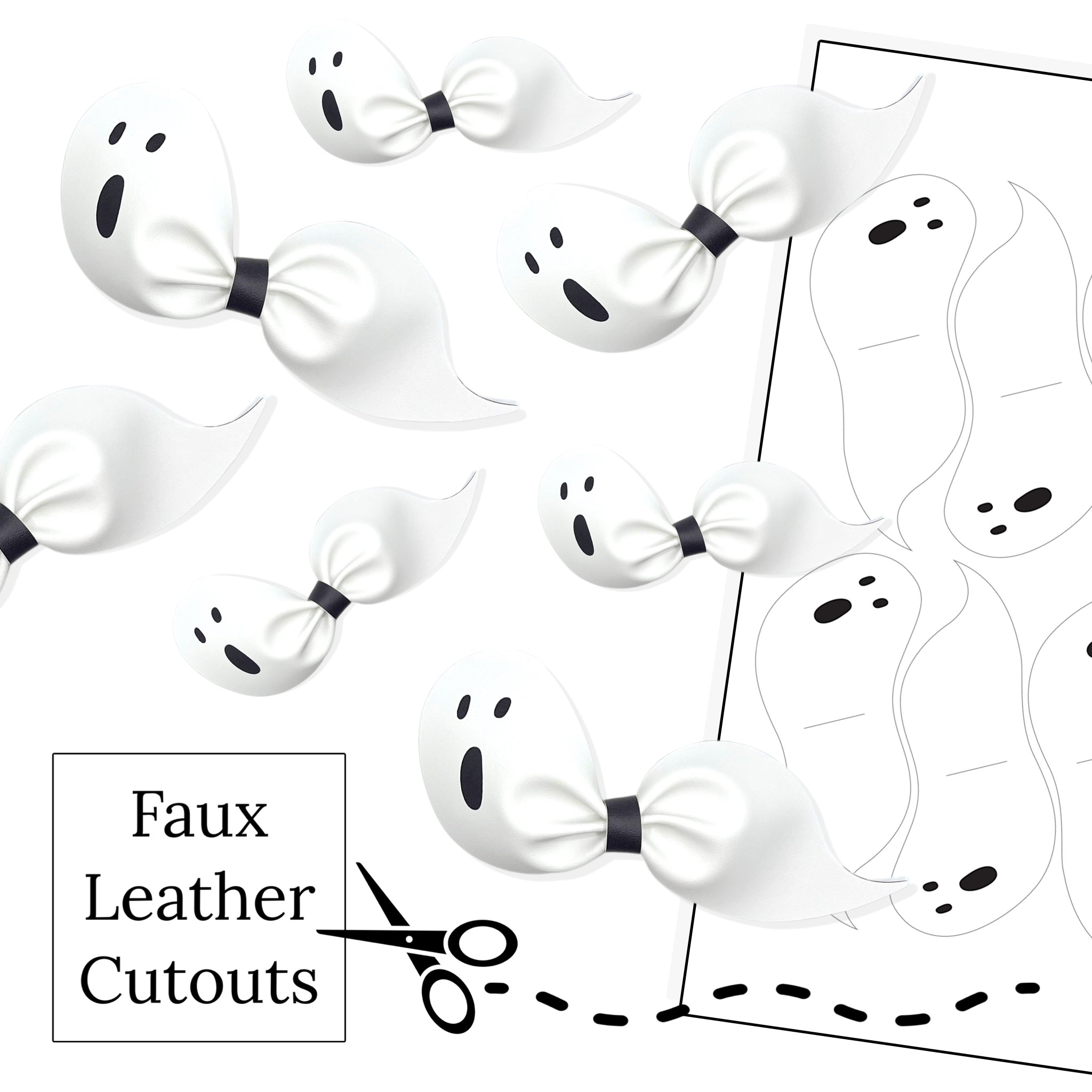 Ghost Halloween Faux Leather DIY Hair Bows & Craft Cutouts – Pip Supply
