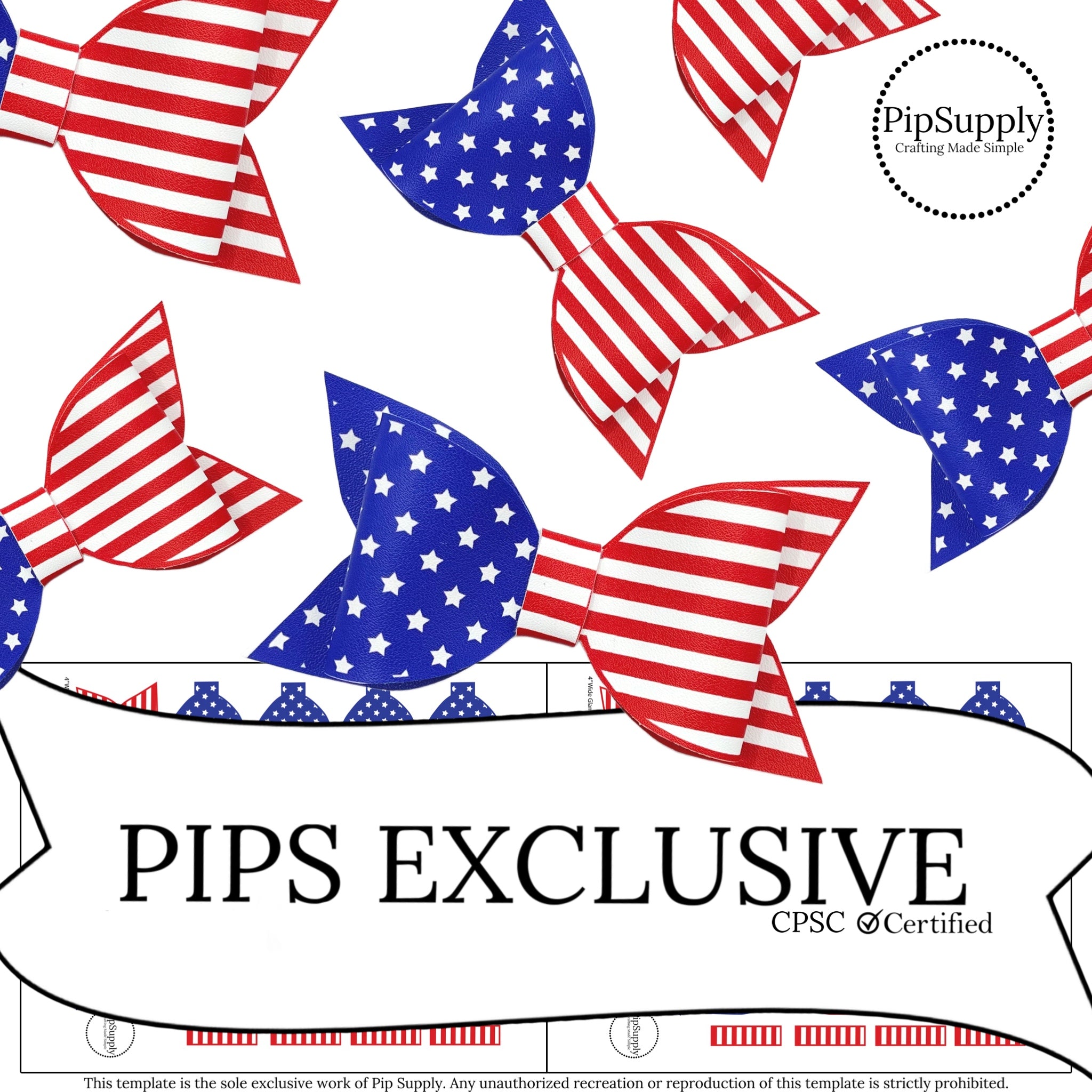 Two Layered American Flag Hair Bows - Wide Glamour American Flag Faux ...