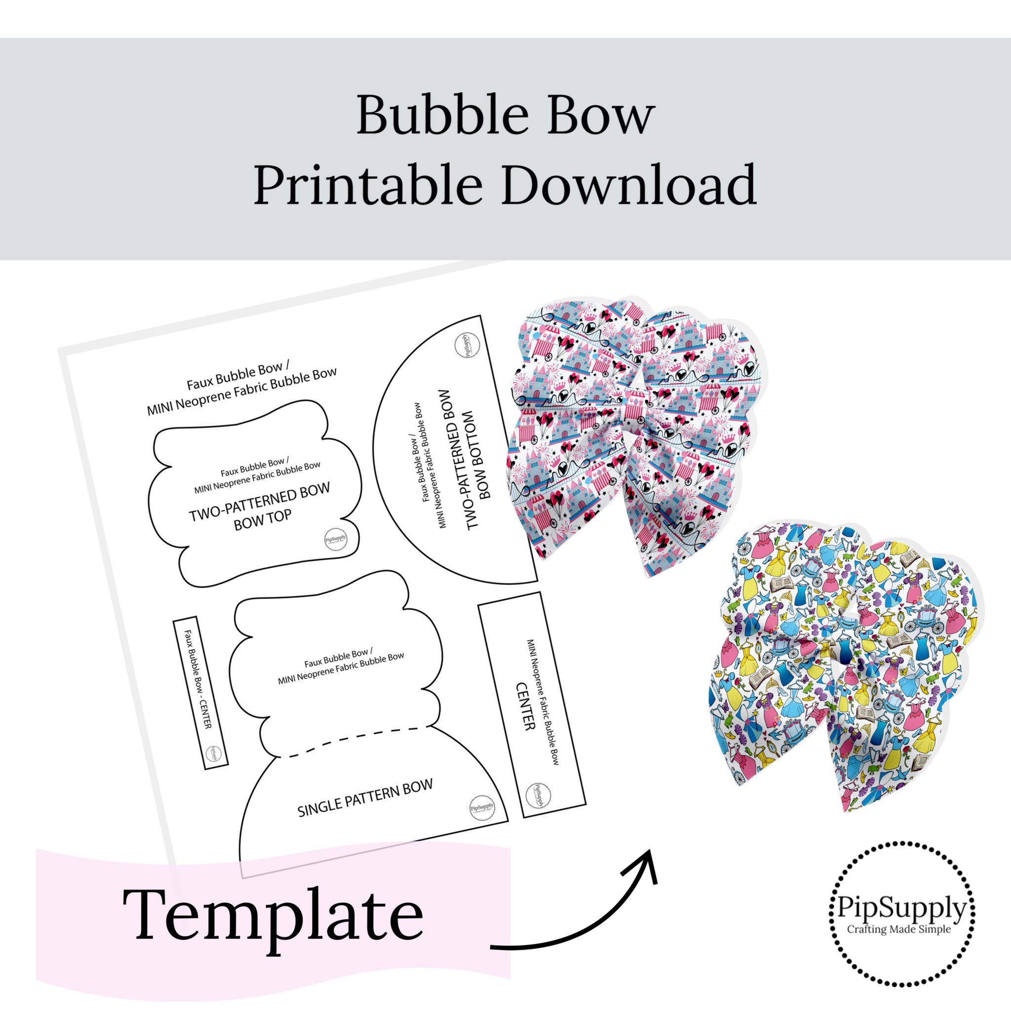 Printable Bubble DIY Hair Bow Template - Bubble Bow Printable Download ...