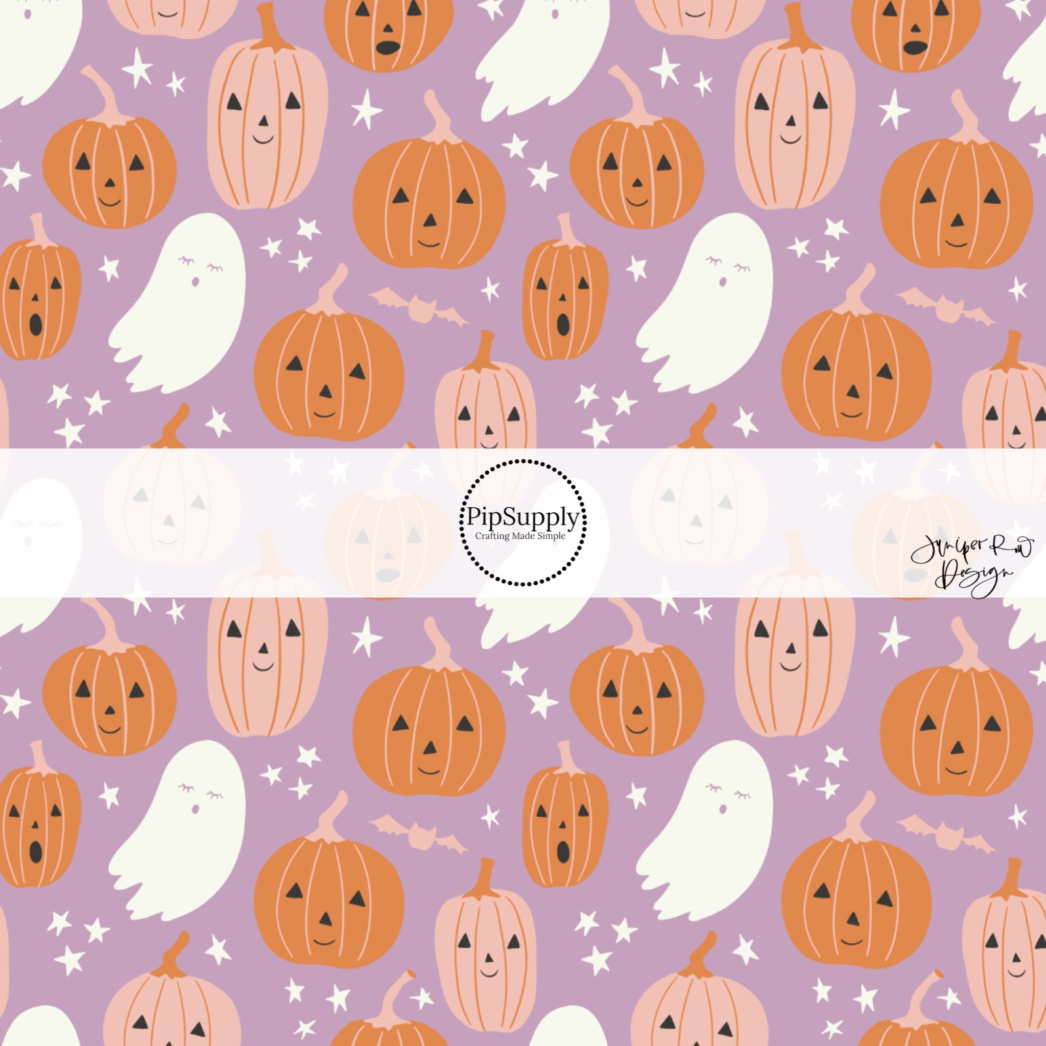 Ghost Pumpkin Friends Purple Fabric By The Yard – Pip Supply