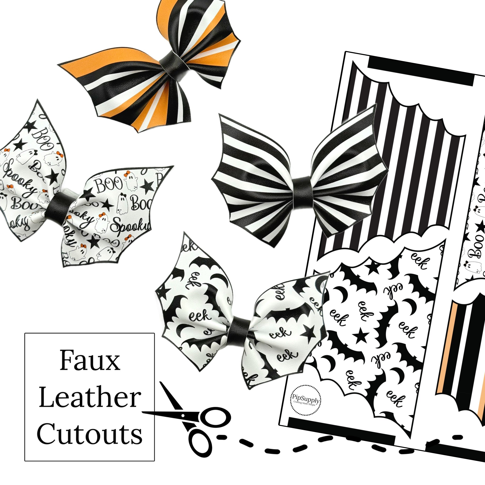 LARGE Bats Spooky BOO Bash Faux Leather DIY Hair Bows & Craft Cutouts ...