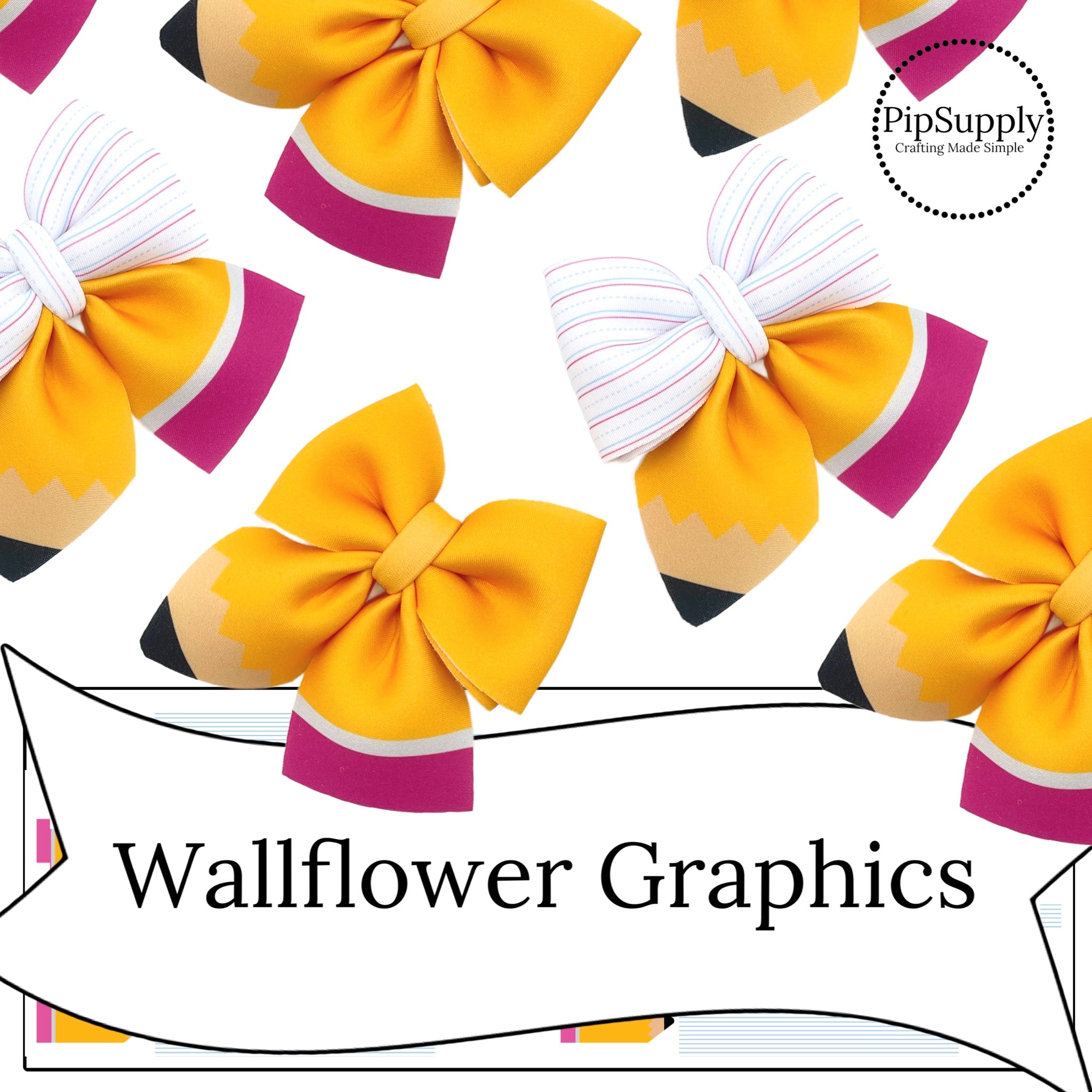 Back to School Layered Lined Paper Pencil Neoprene DIY Hair Bows – Pip ...