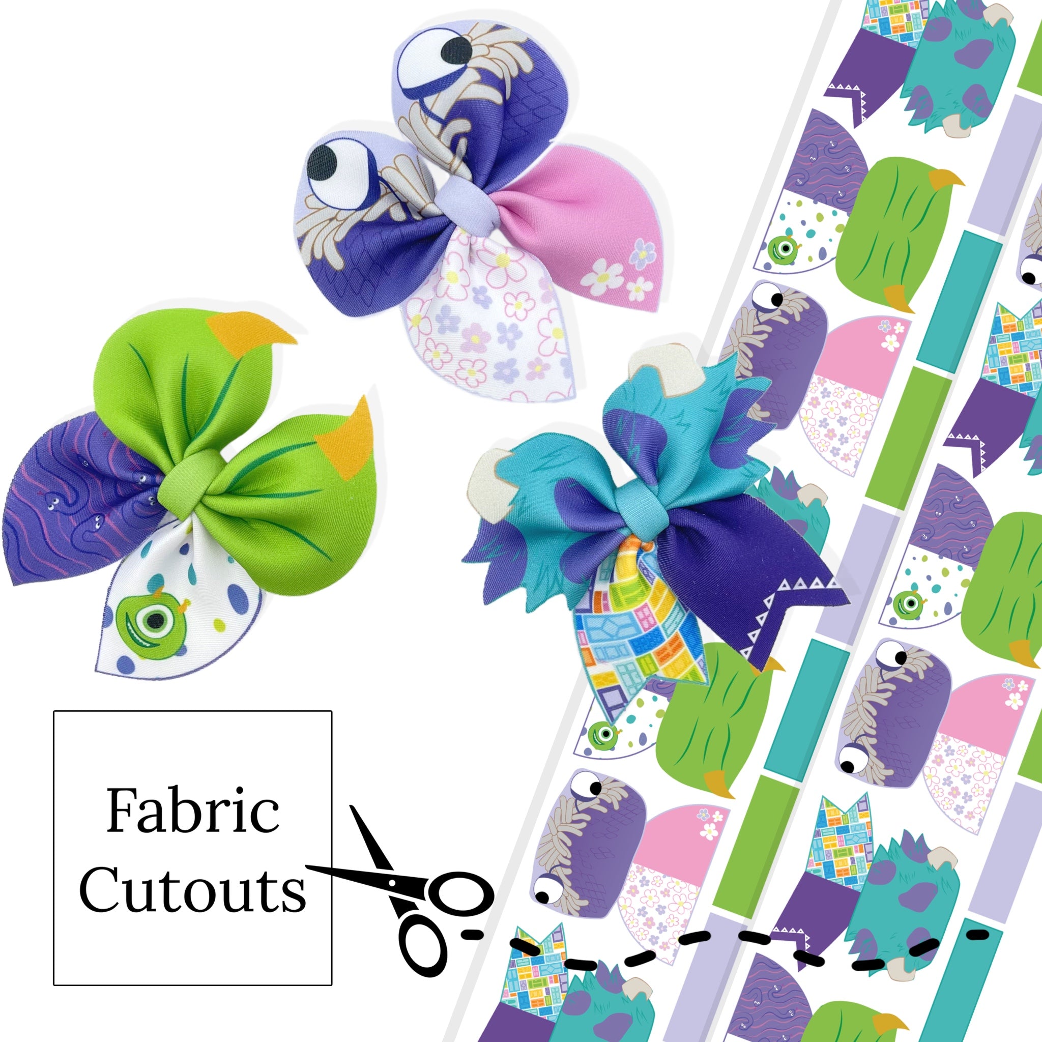 Aqua and Purple Funny Monster Bows-MINI Monsters Bubble Neoprene DIY ...