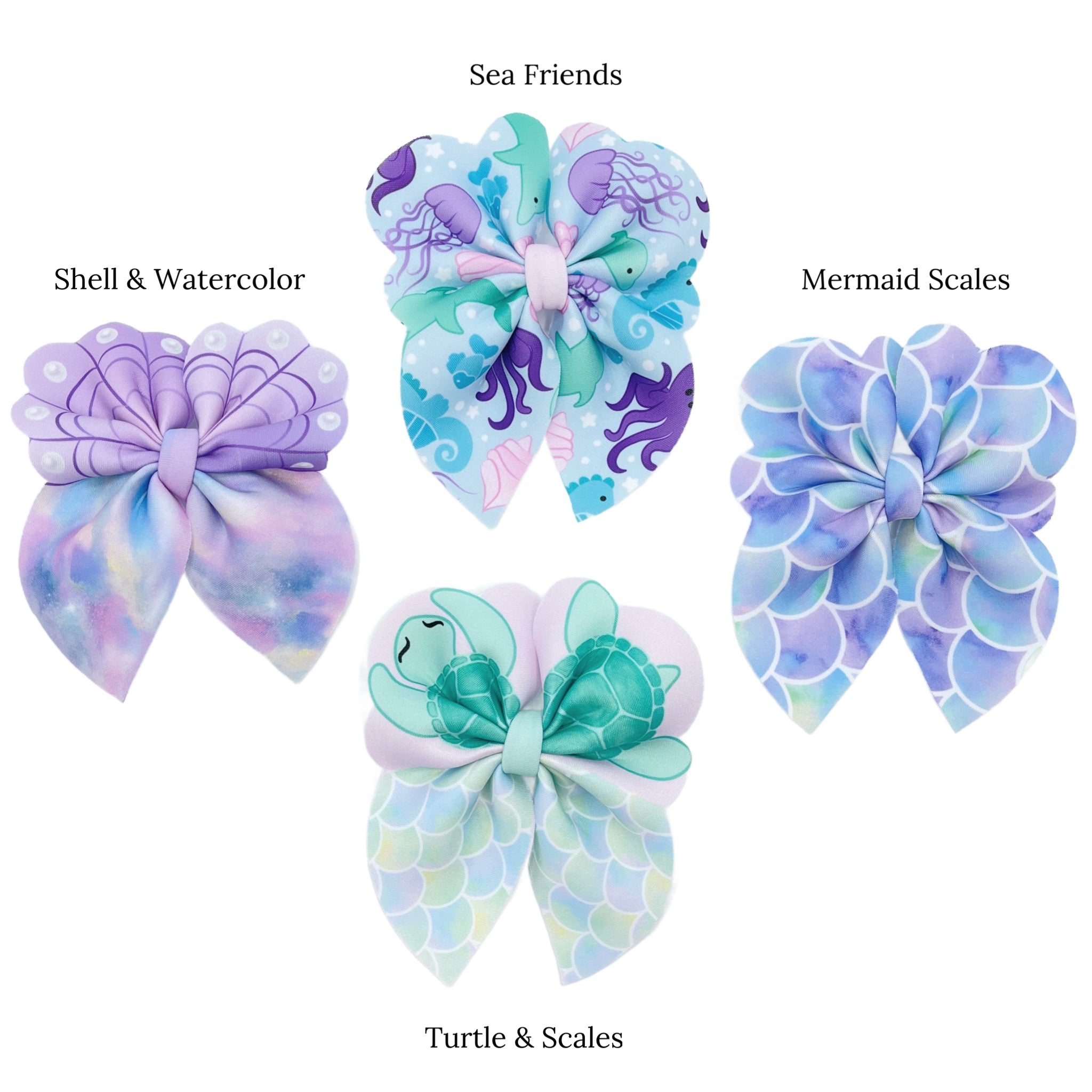 Turtle & Under the Sea Life Neoprene Hand Cut Bow Strips - Mermaid ...