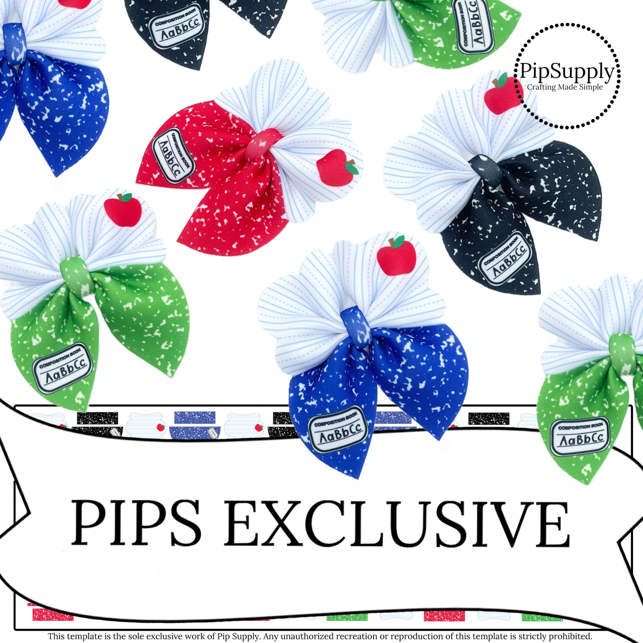 School MINI Classic Composition Bubble Neoprene DIY Hair Bows - PIPS ...