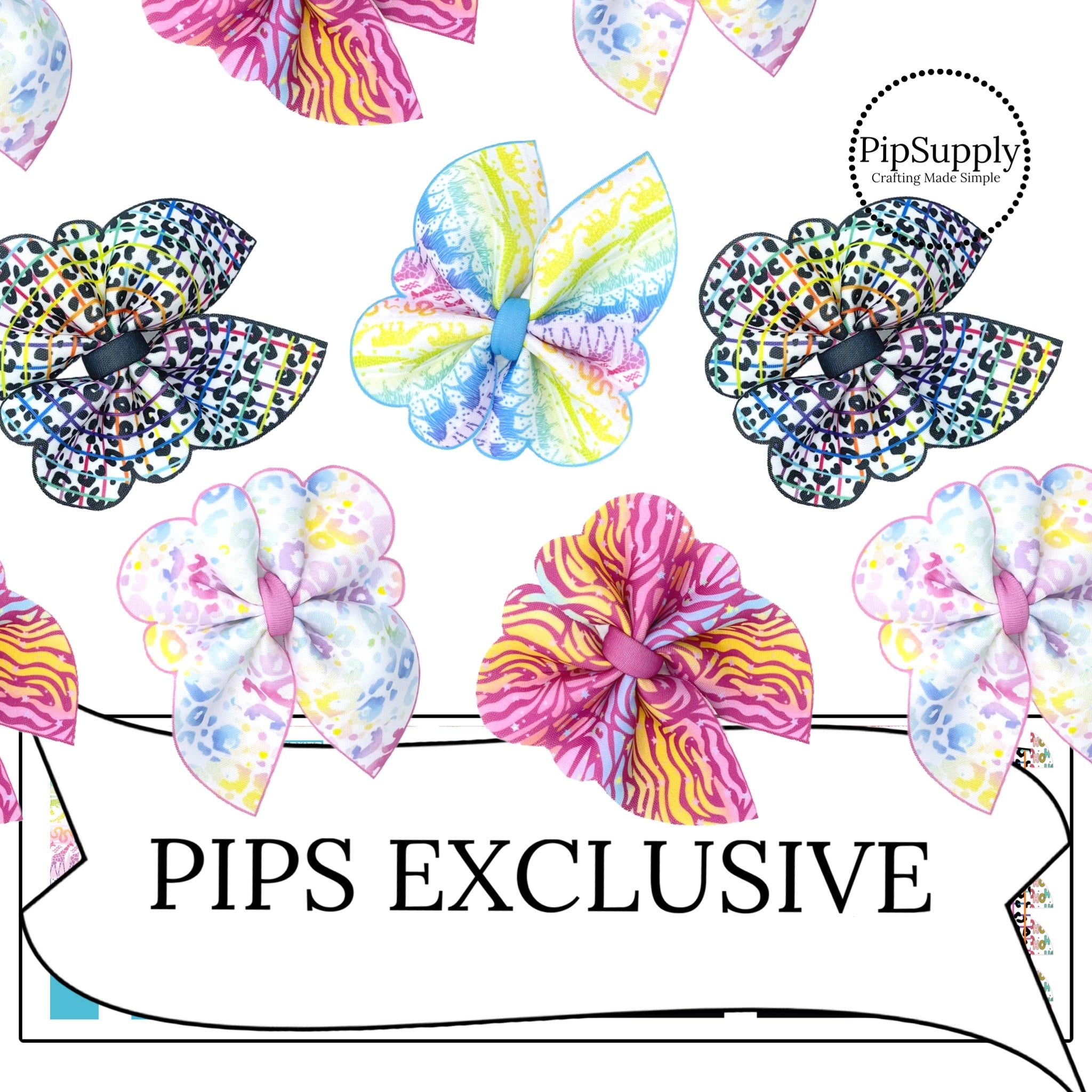 Bright Animal Prints Hair Bows-Mini Rainbow Animal Bubble Neoprene DIY ...