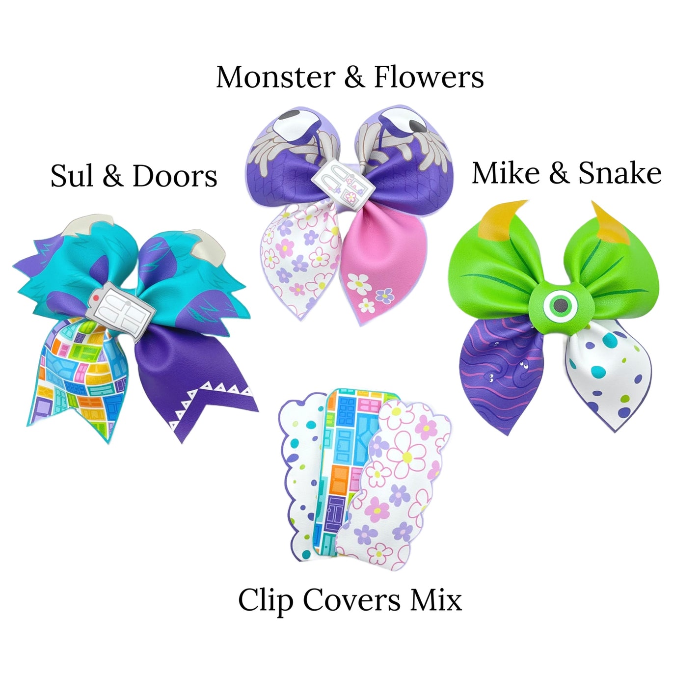 Funny Scary Monsters Hair Bows-Monsters Faux Leather DIY Hair Bows ...