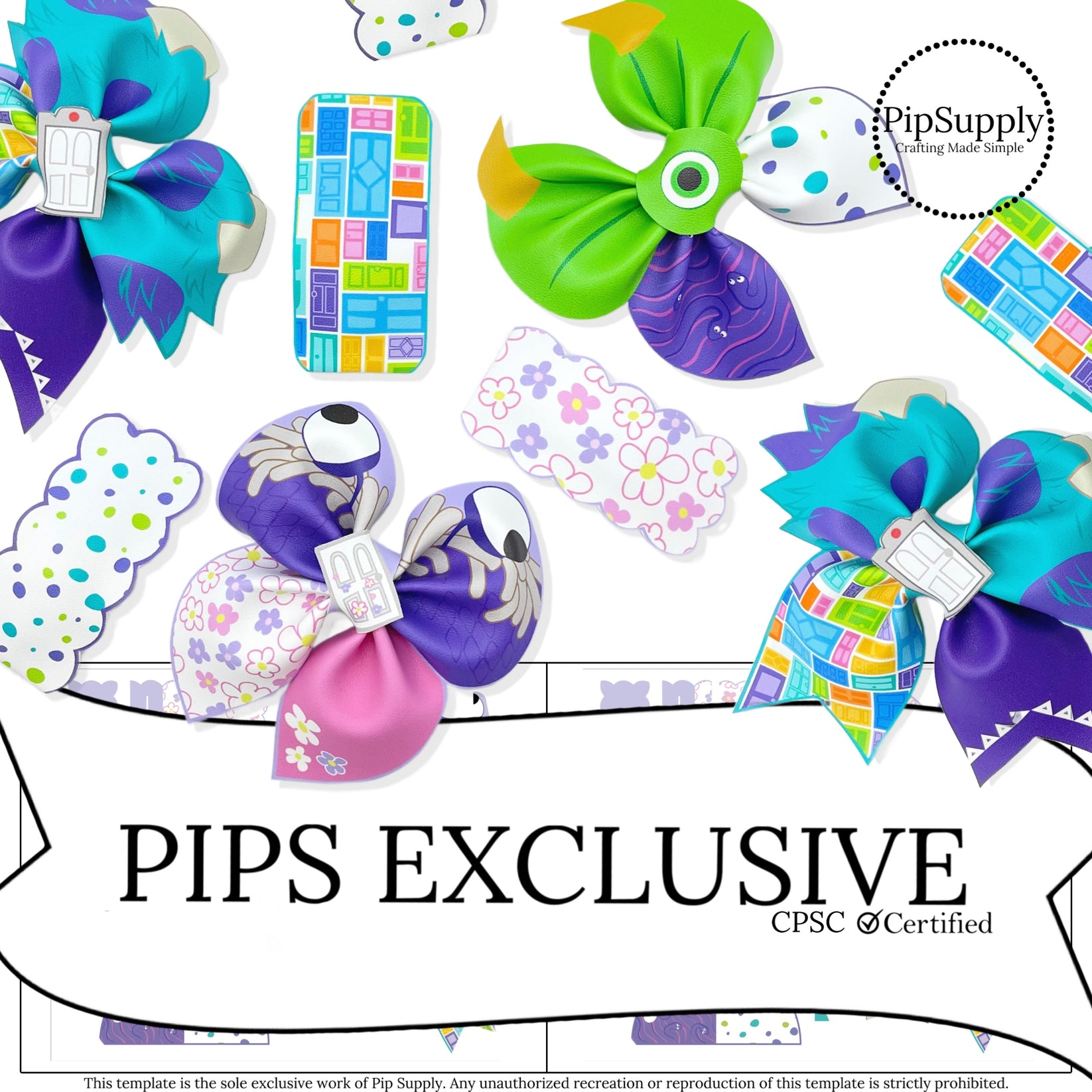 Funny Scary Monsters Hair Bows-Monsters Faux Leather DIY Hair Bows ...