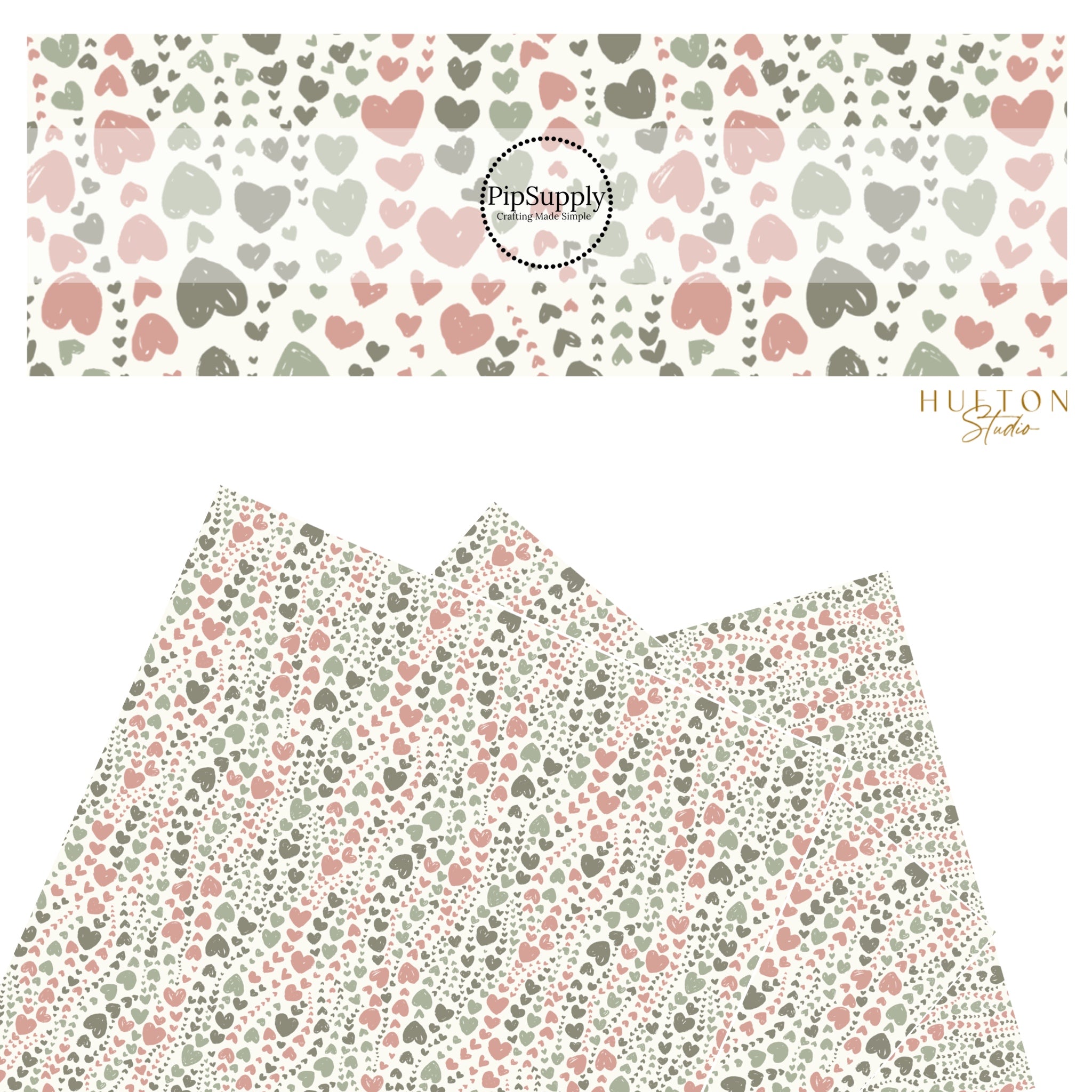 Heart Pattern Faux Leather Sheet - Multi Heart Tracks Faux Leather ...