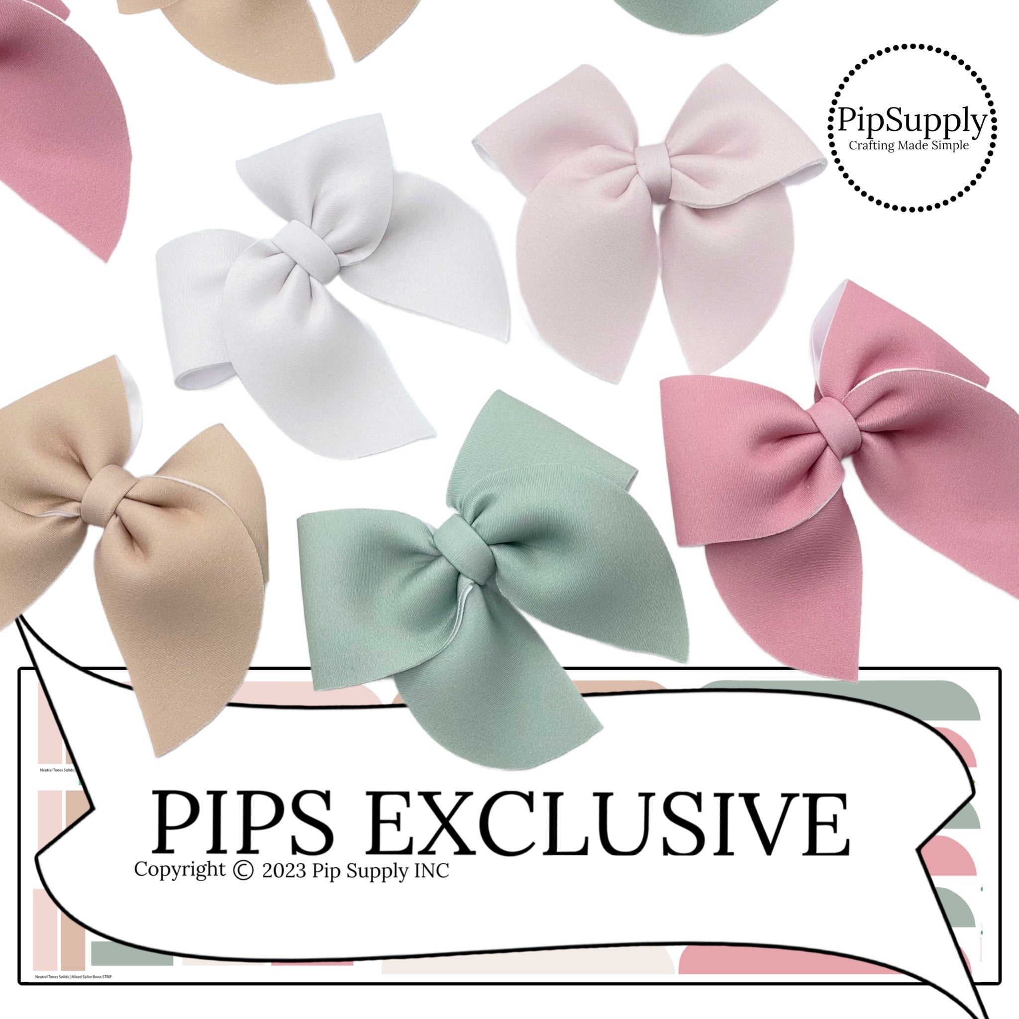 Neutral Pinks and Greens Neoprene Hair Bow Strip Templates - Neutral ...
