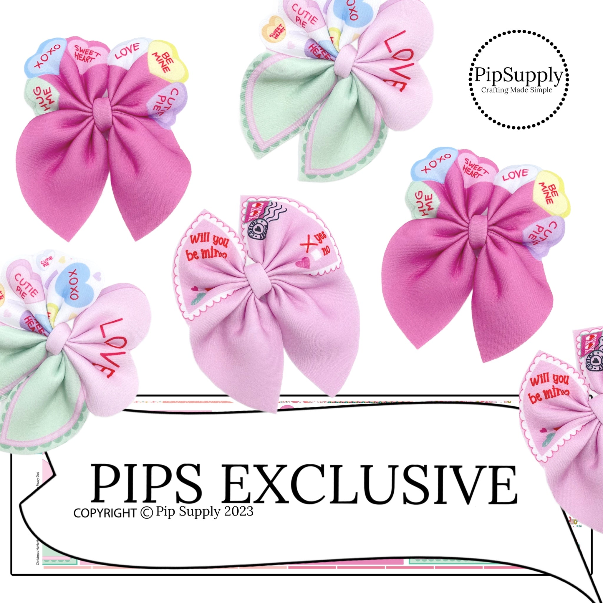 Valentine's Day Neoprene Hair Bow Strip Templates - Pastel Valentine ...