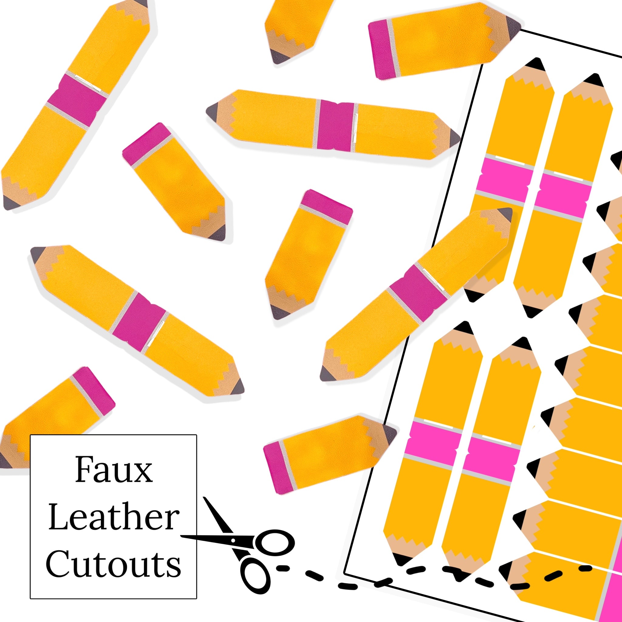 Yellow Pencil Hair Clip Faux Leather Cutout - Pencil Snap Clip Cutout ...
