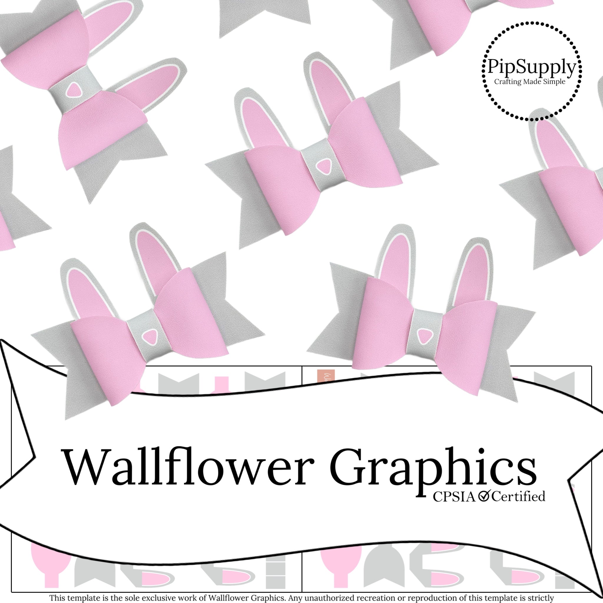 Spring Bunny Ear Hair Bows - Pink & Gray Layered Bunny Ears Faux ...