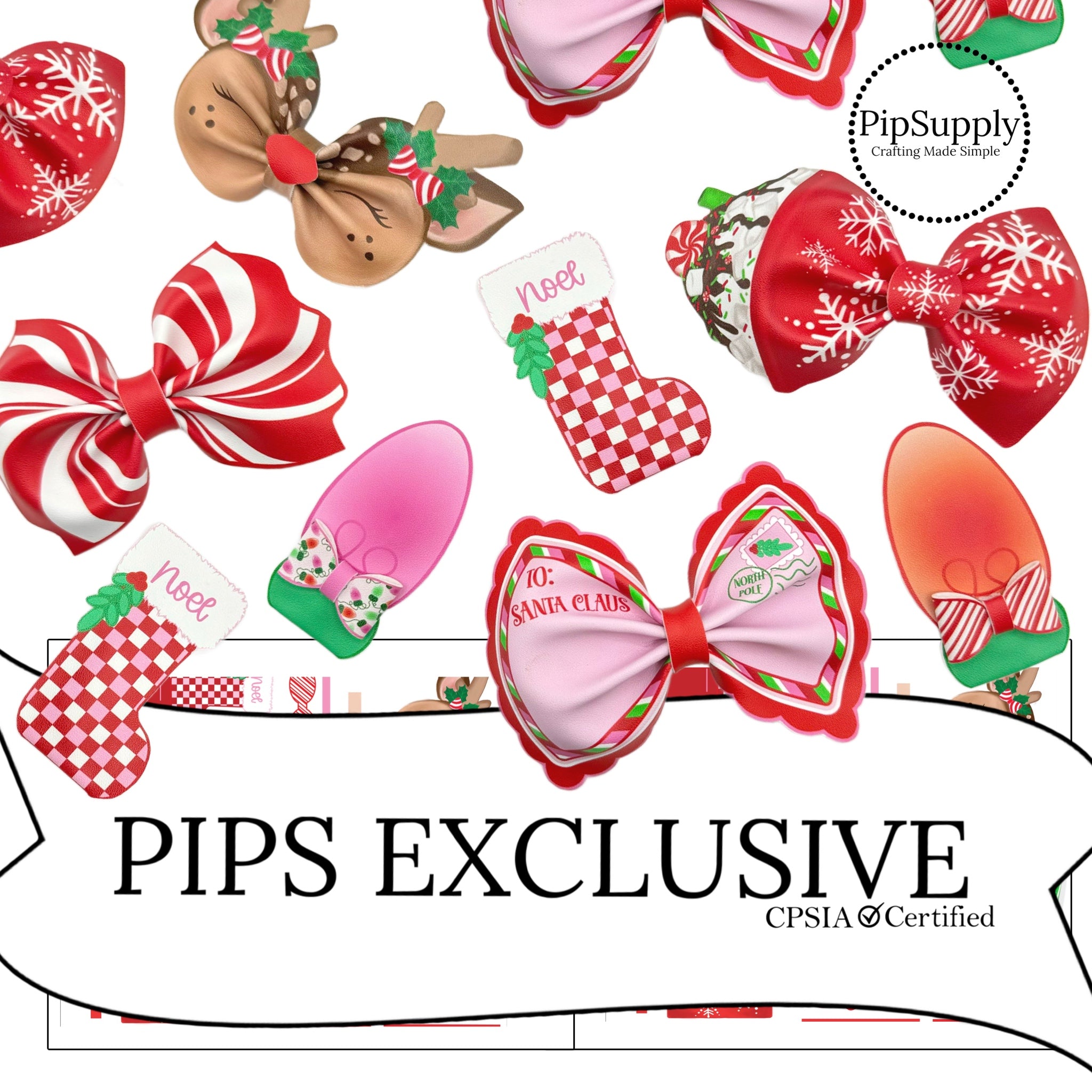 Pretty Pink Christmas Faux Leather DIY Hair Bows & Craft Cutouts – Pip ...