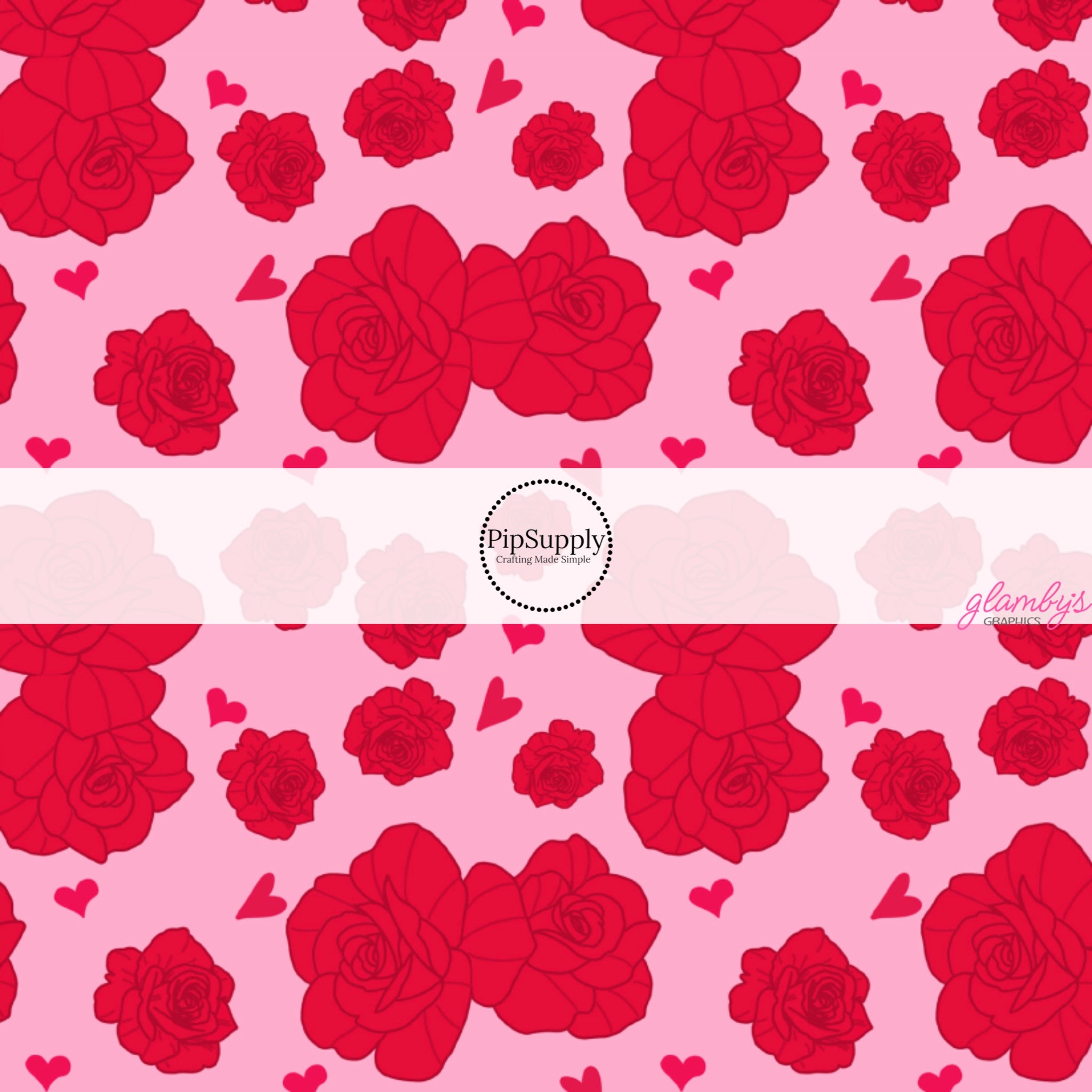 Valentine's Day Fabric By The Yard - Red Roses on Hot Pink Fabric ...