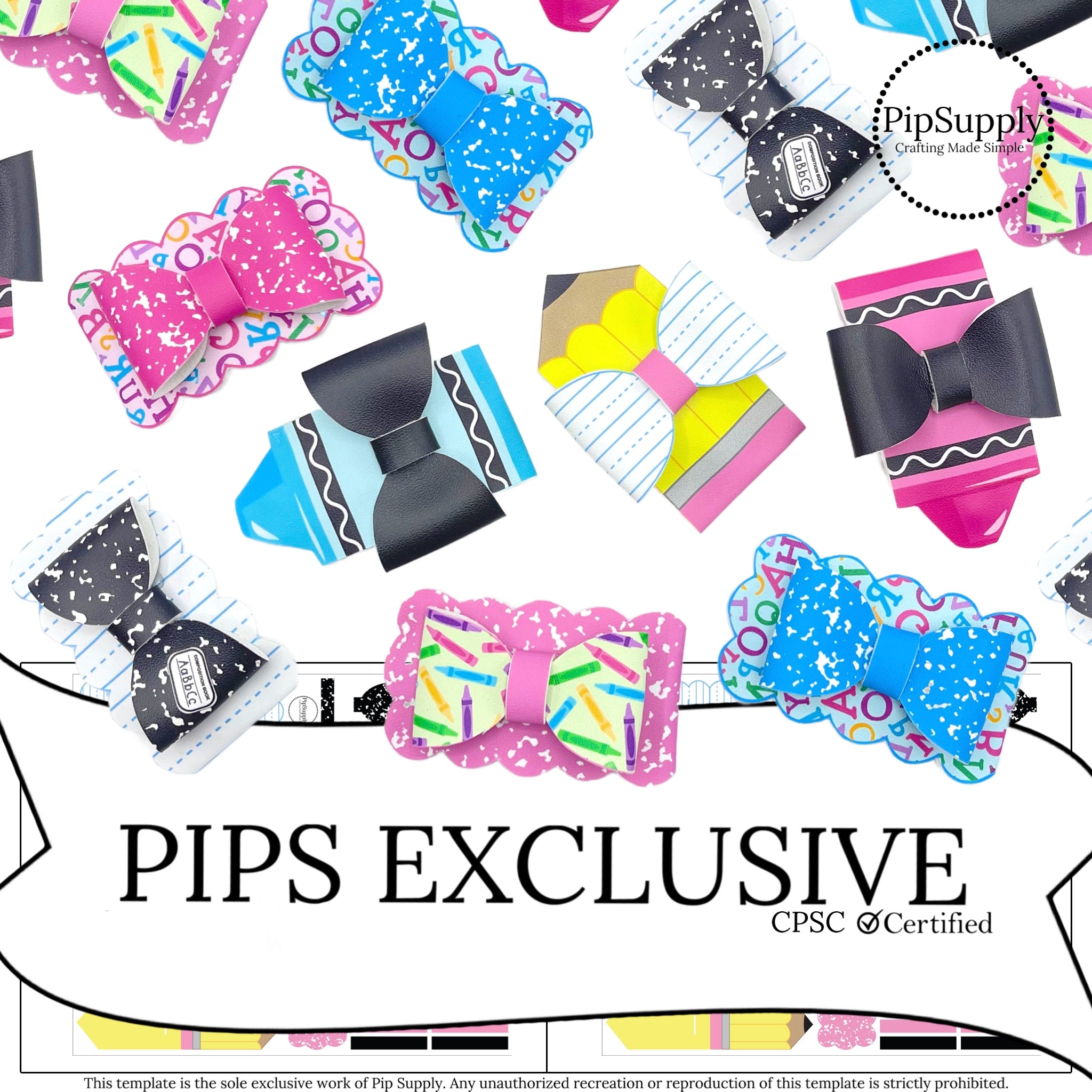 Back to School Days Faux Leather DIY Bow Snap Clip Covers - PIPS ...