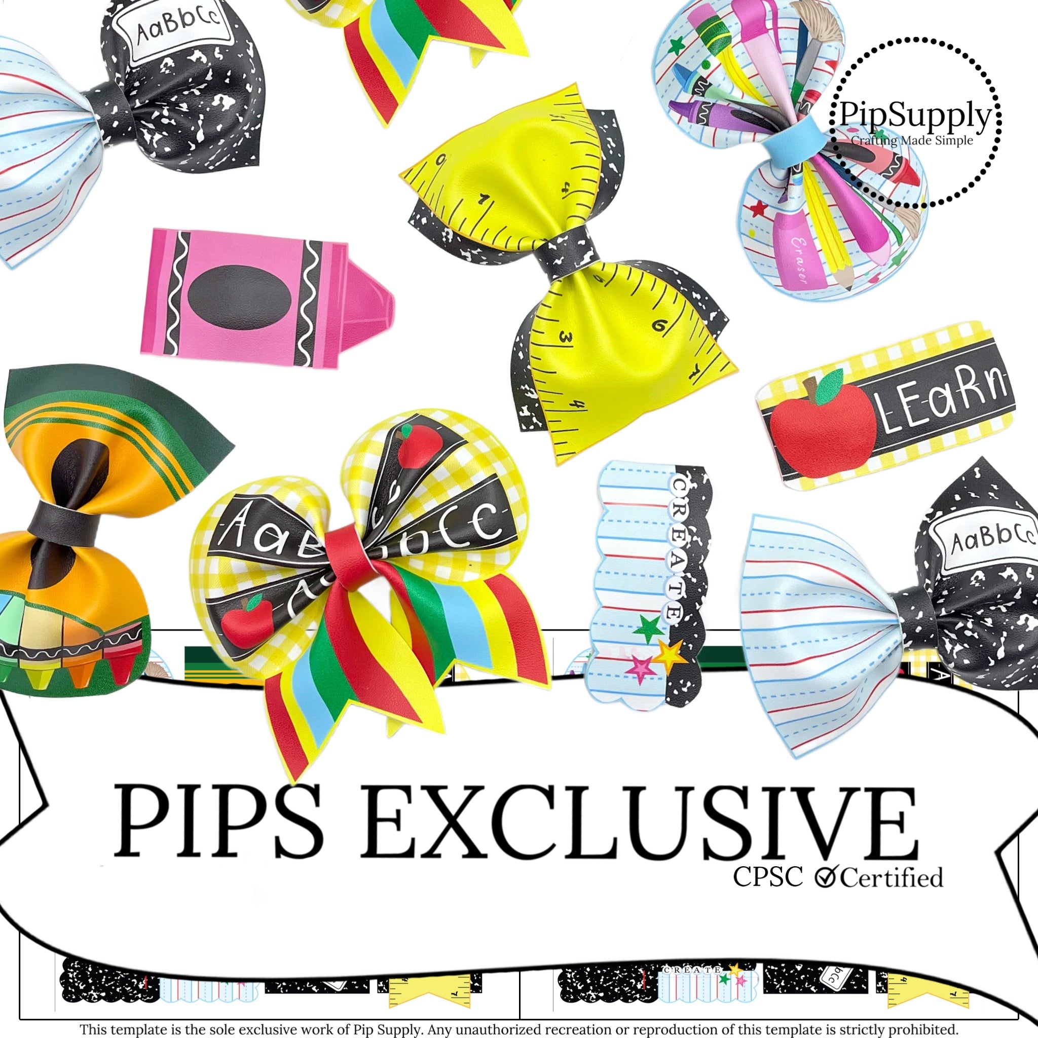 ABC Ruler and Crayon DIY Faux Leather Bows-School Supplies Faux Leather ...